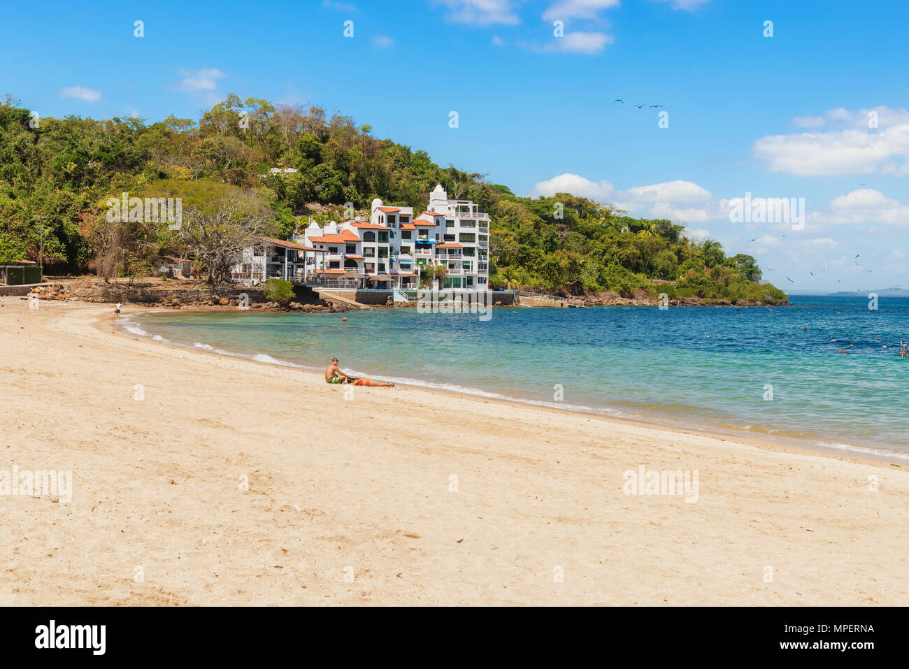 Taboga, Panama - February 20, 2017: Beaches in Taboga island also known ...
