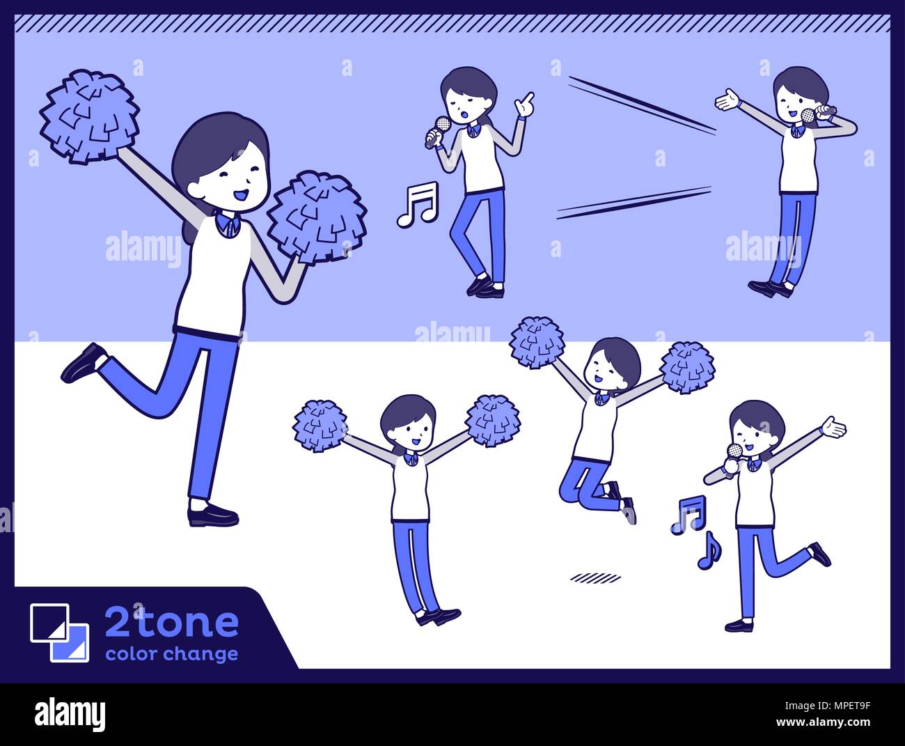 2tone type Store staff Blue uniform women set 07 Stock Vector Image ...