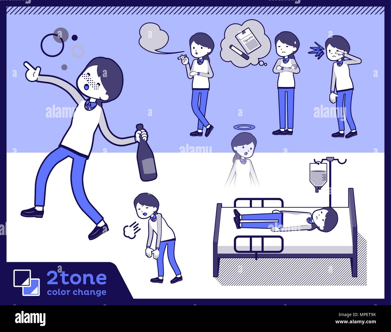 2tone type Store staff Blue uniform women set 10 Stock Vector Image ...