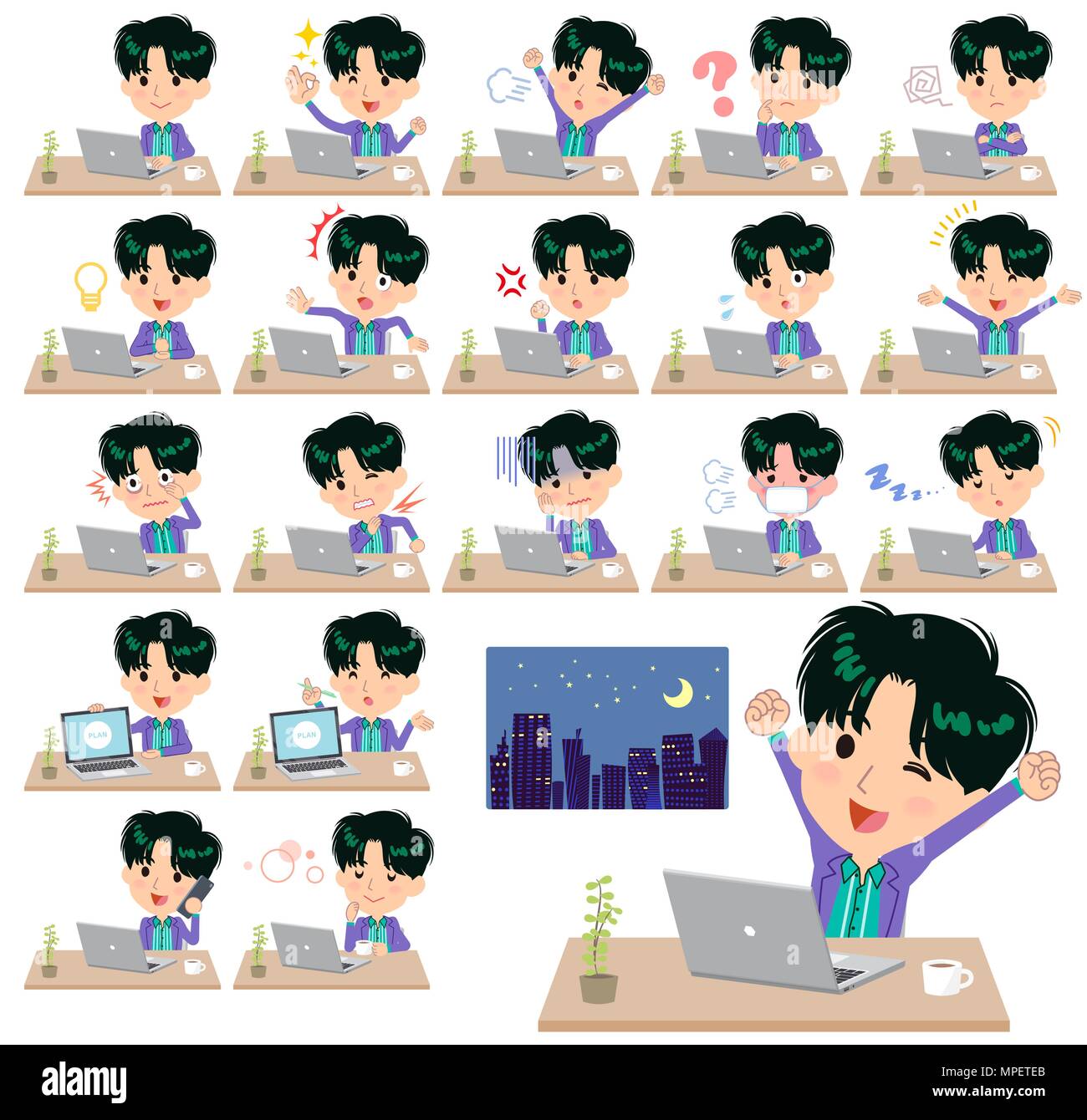 90's fashion man desk work Stock Vector Image & Art - Alamy