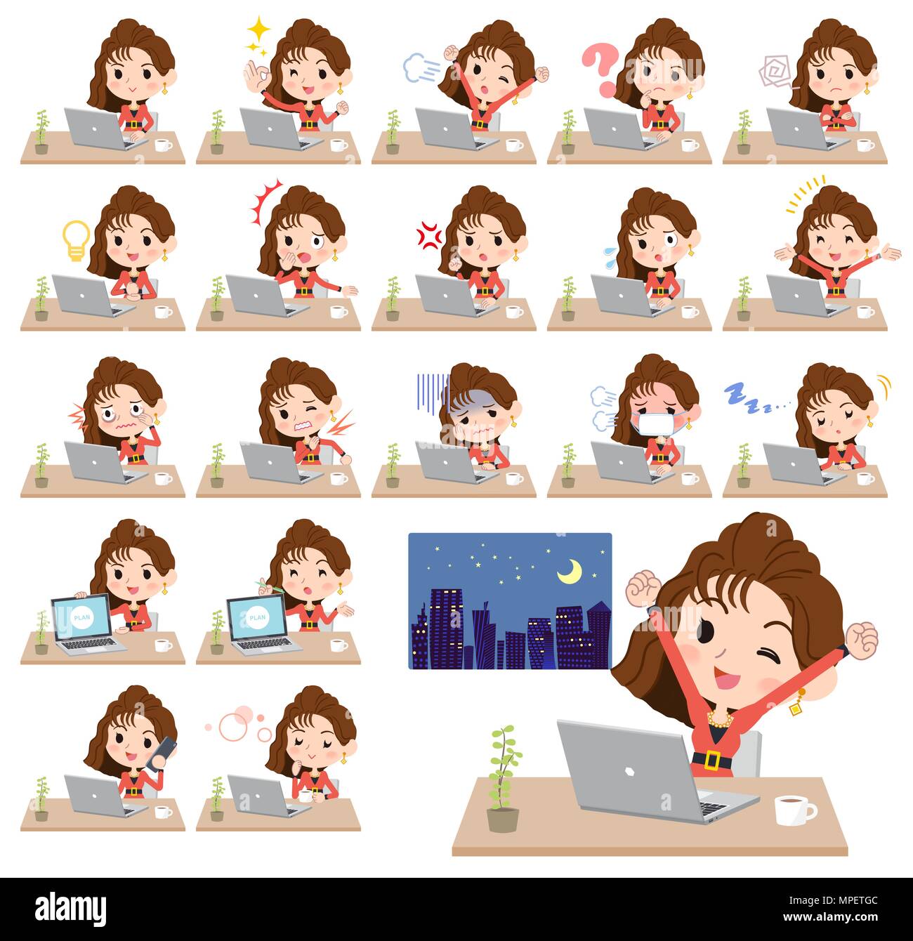 90's fashion women desk work Stock Vector Image & Art - Alamy