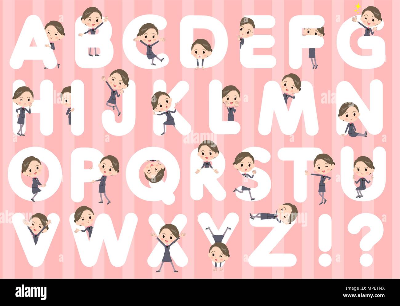 Set of various poses of Beauty staff women A to Z Stock Vector Image ...