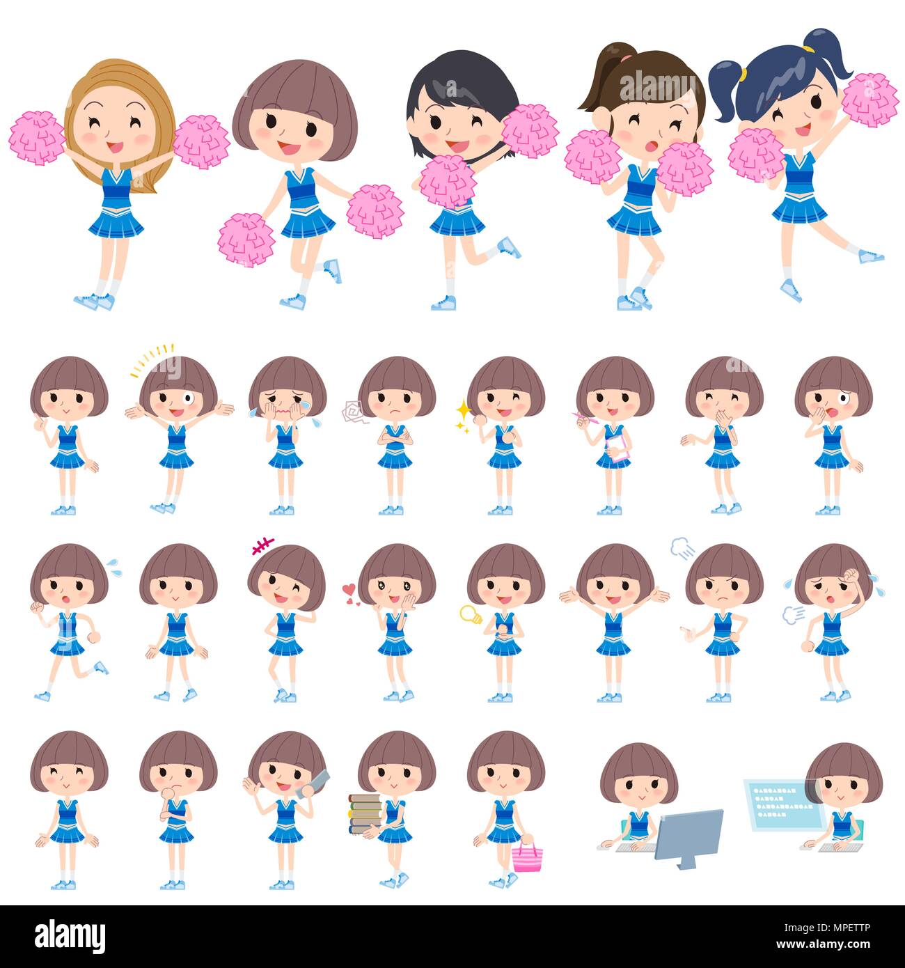 Set of various poses of blue Cheerleader Stock Vector Image & Art - Alamy