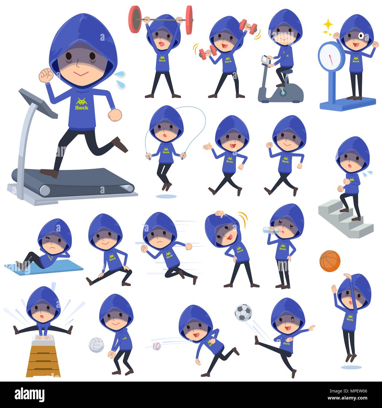 Blue Parker hacker men Sports & exercise Stock Vector Image & Art - Alamy