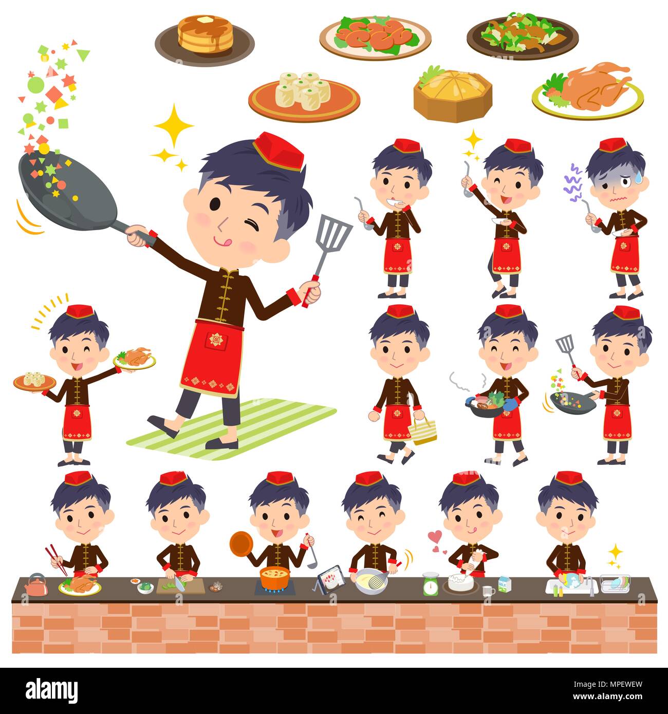 Chinese waiter Stock Vector Images - Alamy