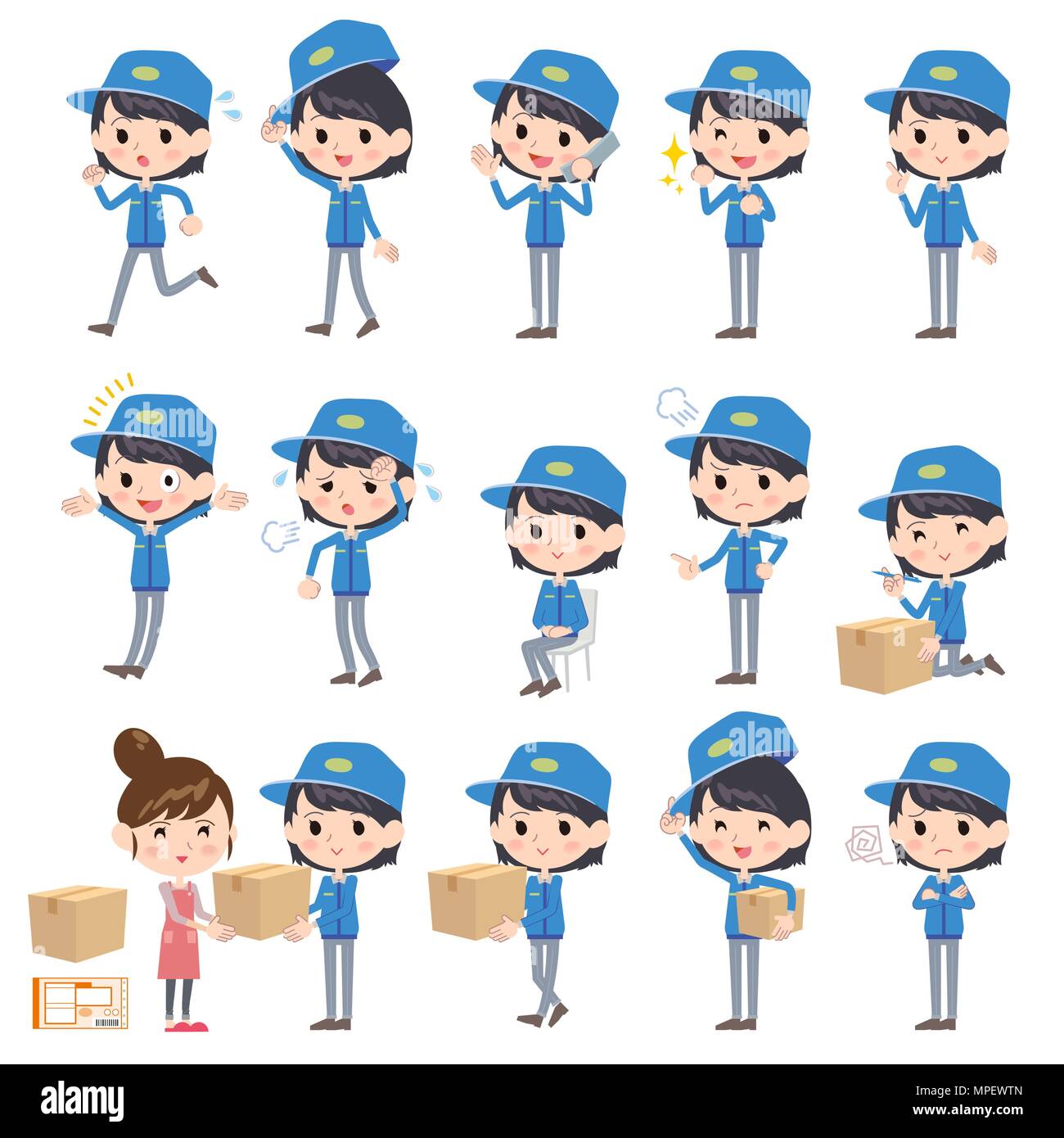 Set of various poses of Delivery women Stock Vector Image & Art - Alamy