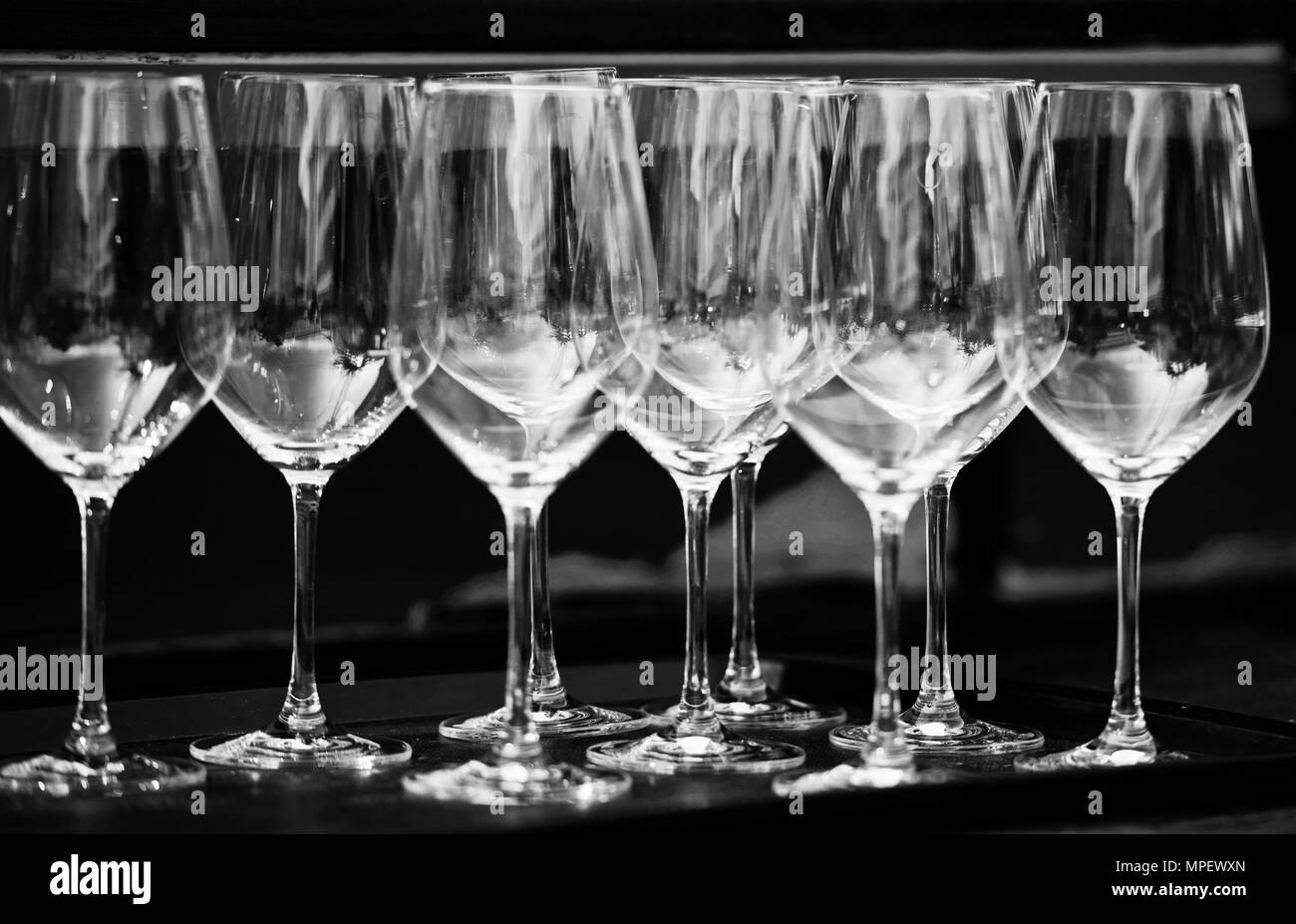 Glass on table in restaurant Black and White Stock Photos & Images - Alamy