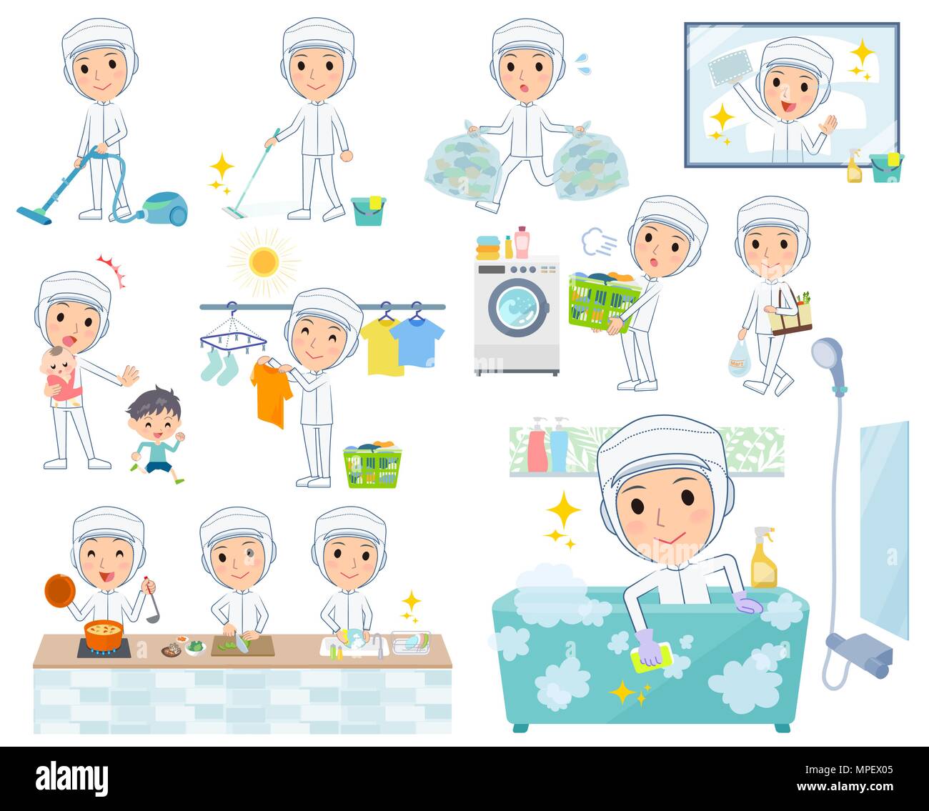 factory worker protection coat men housekeeping Stock Vector Image ...