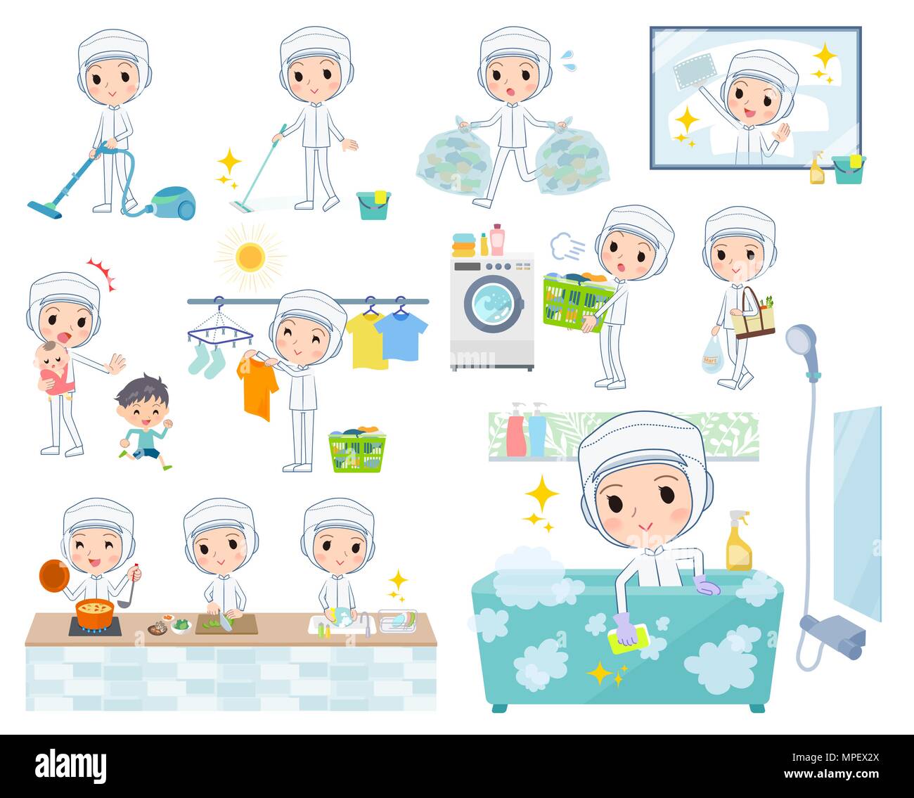 factory worker protection coat women Housekeeping Stock Vector Image ...