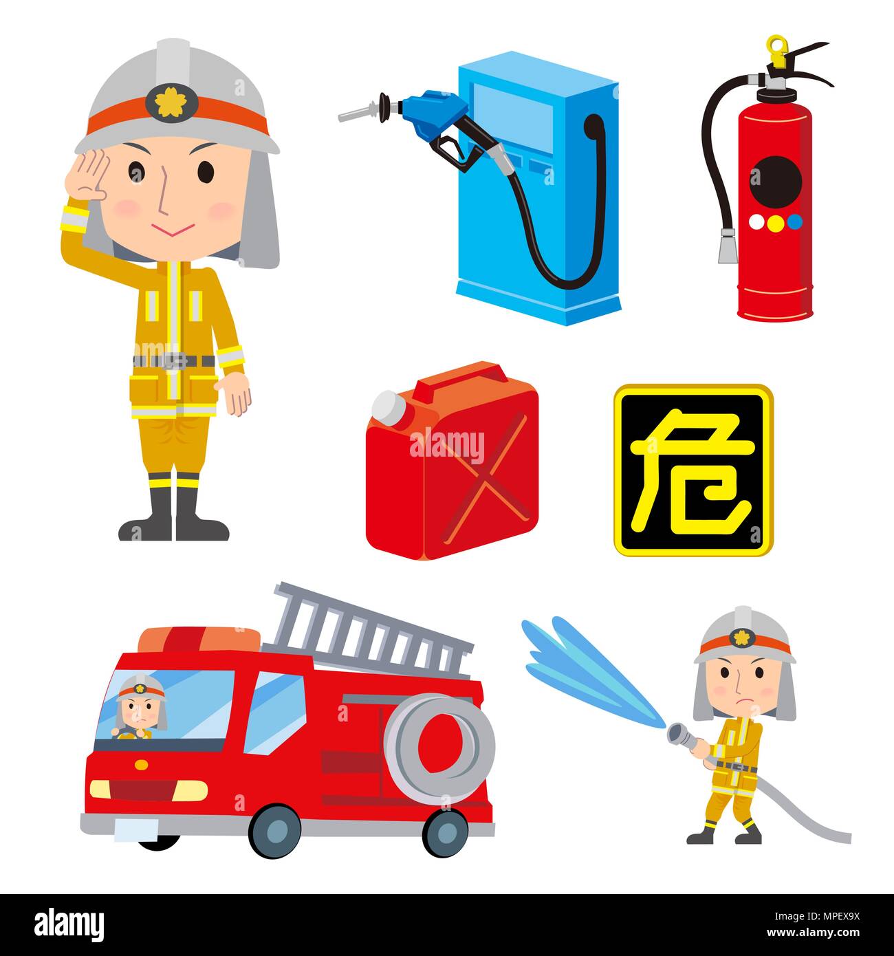 Firefighter man With fire engine Stock Vector Image & Art - Alamy