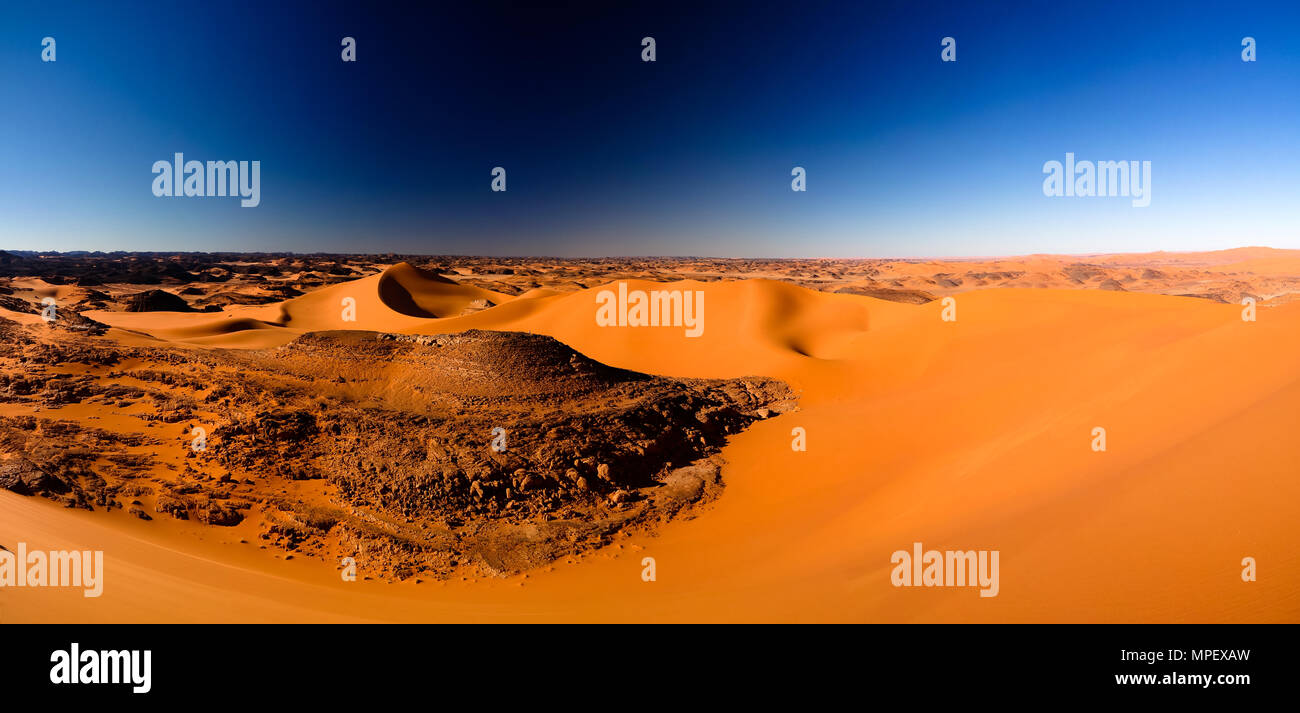 Sunset view to Tin Merzouga dune at Tassili nAjjer national park ...
