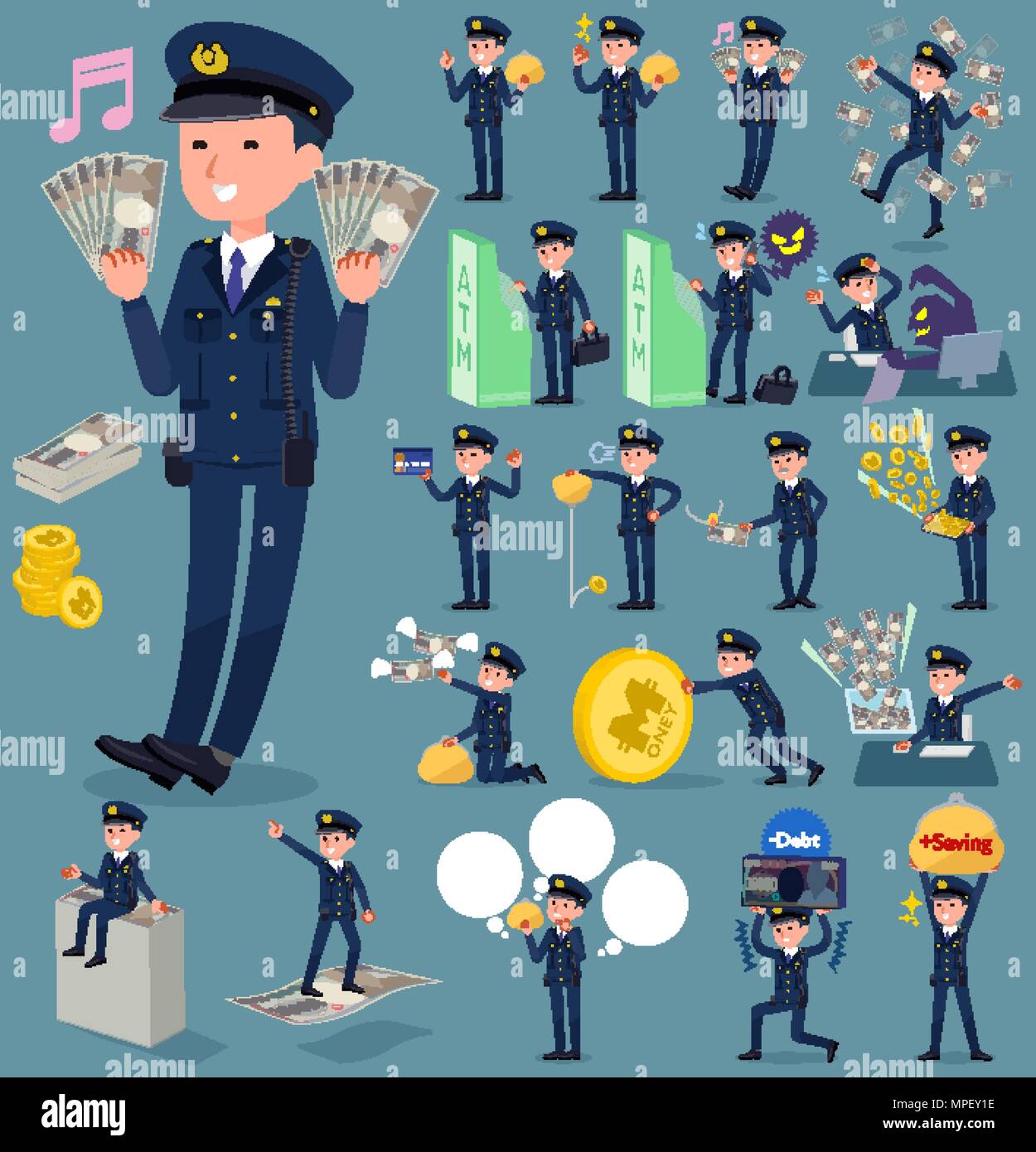 flat type police men money Stock Vector Image & Art - Alamy