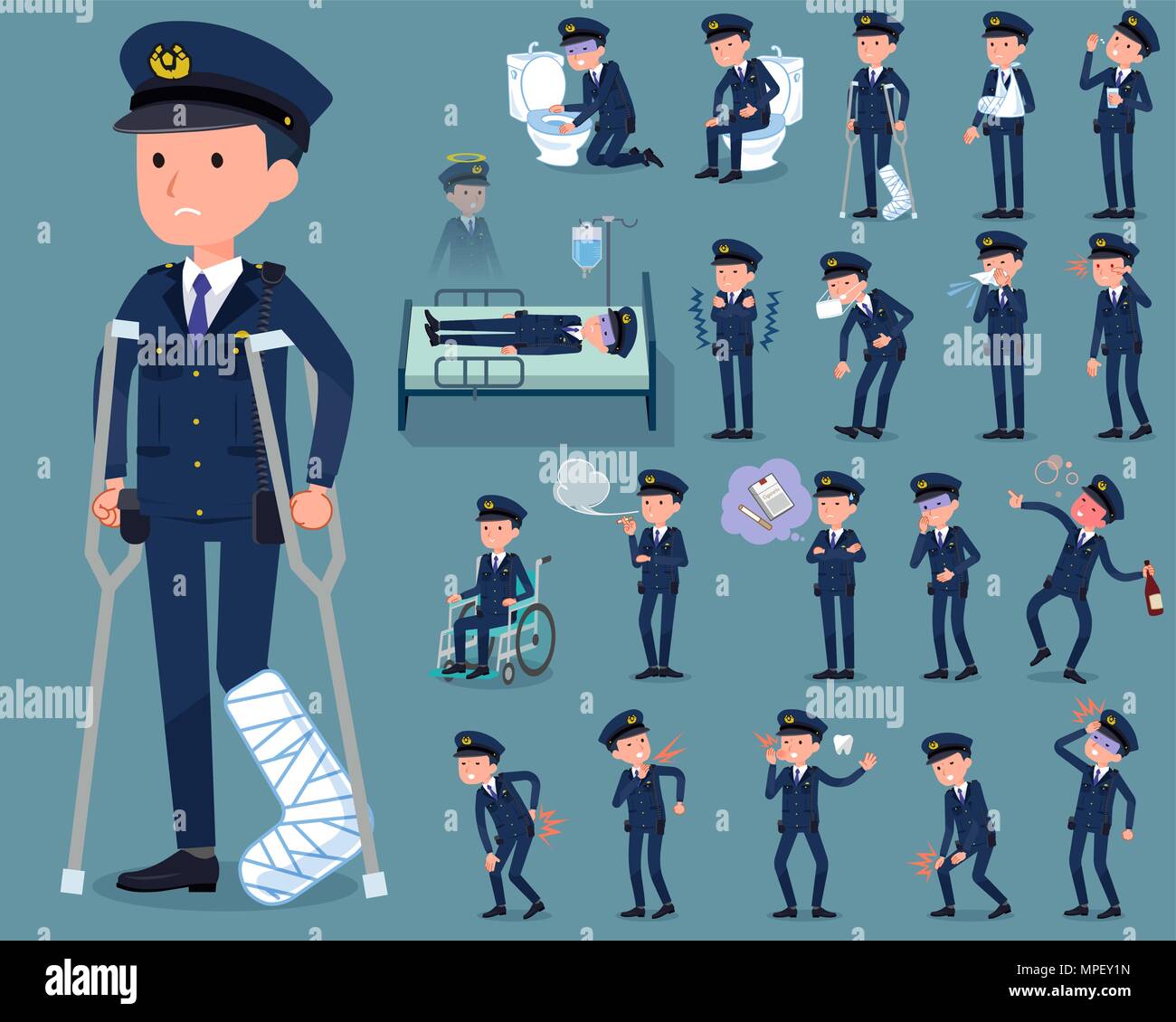 flat type police men sickness Stock Vector Image & Art - Alamy