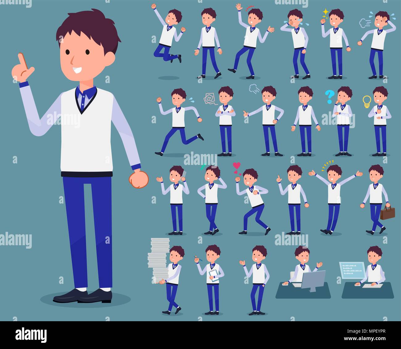 flat type Store staff Blue uniform men 1 Stock Vector Image & Art - Alamy