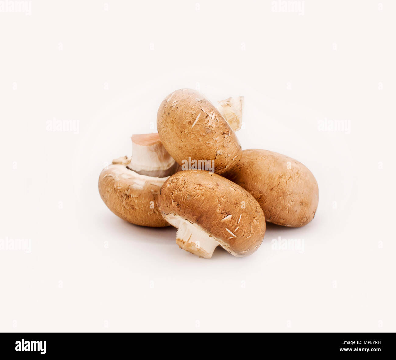 Fresh brown champignons mushrooms isolated on a white background Stock ...