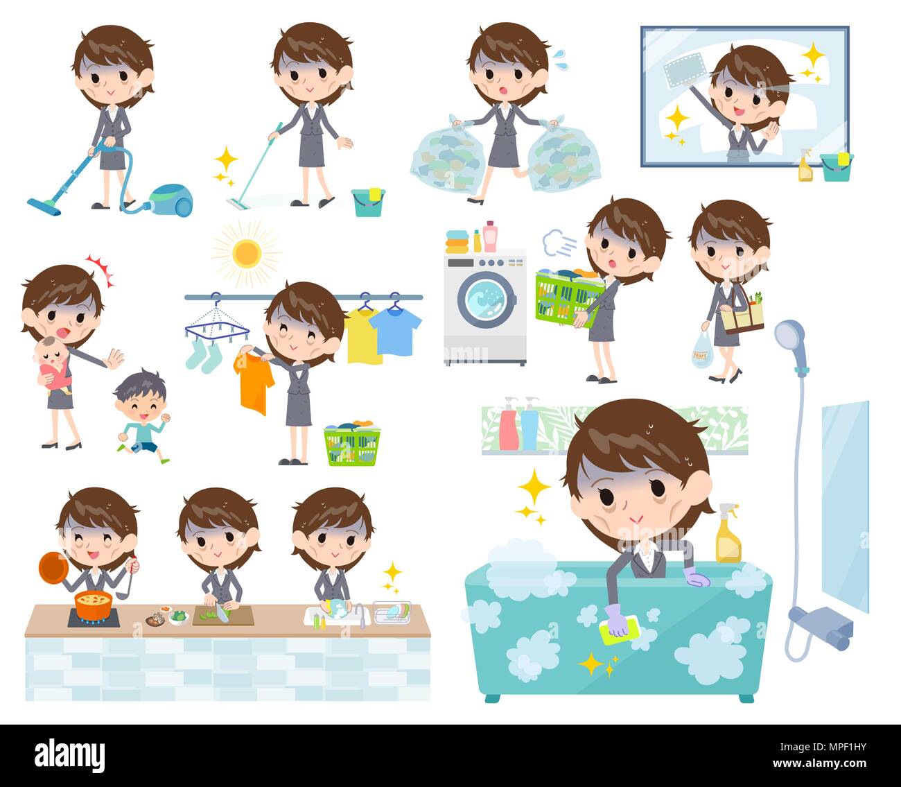 Gray suit business women Bad condition Housekeeping Stock Vector Image ...