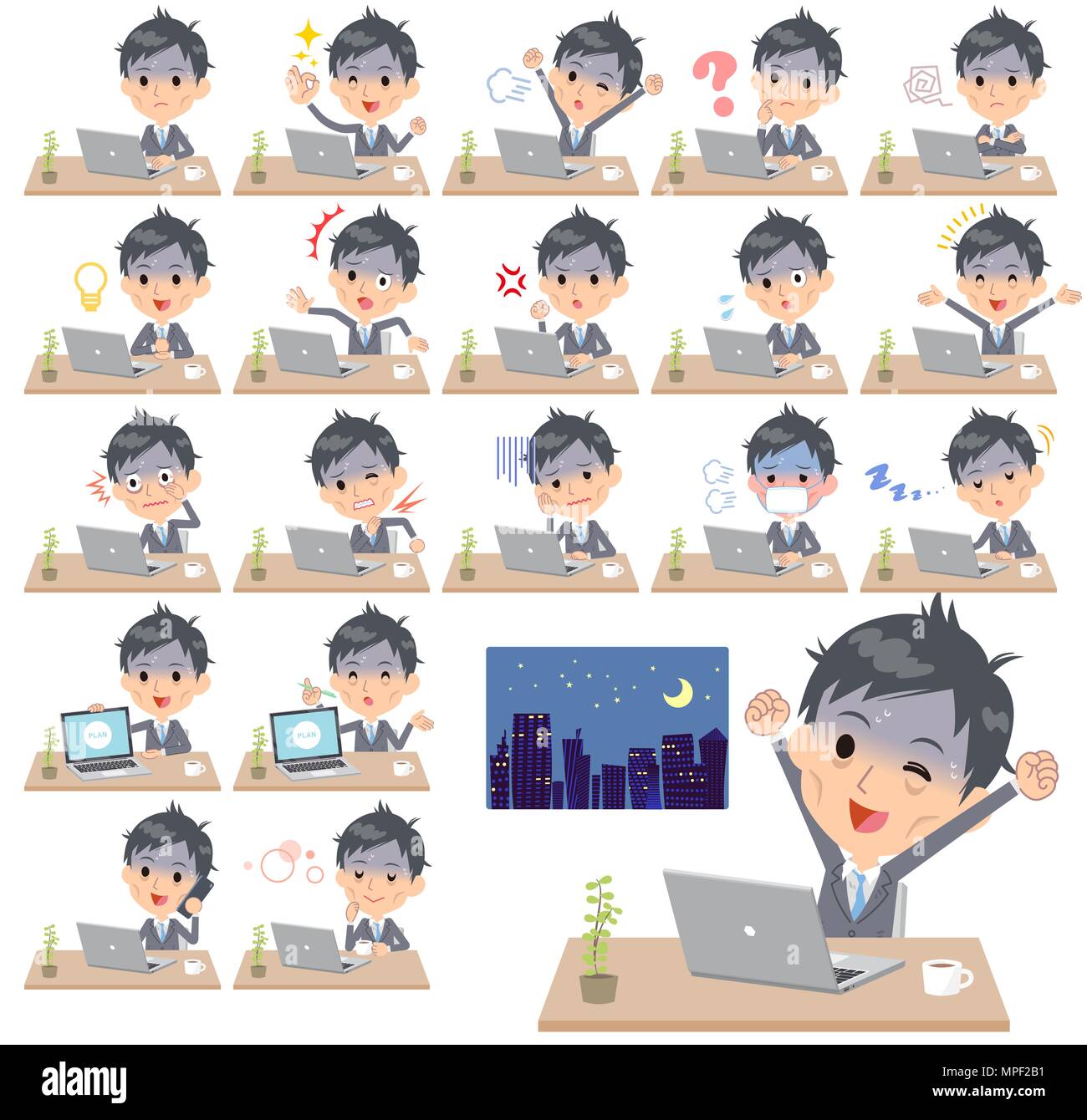 Gray Suit Businessman Bad condition desk work Stock Vector Image & Art ...