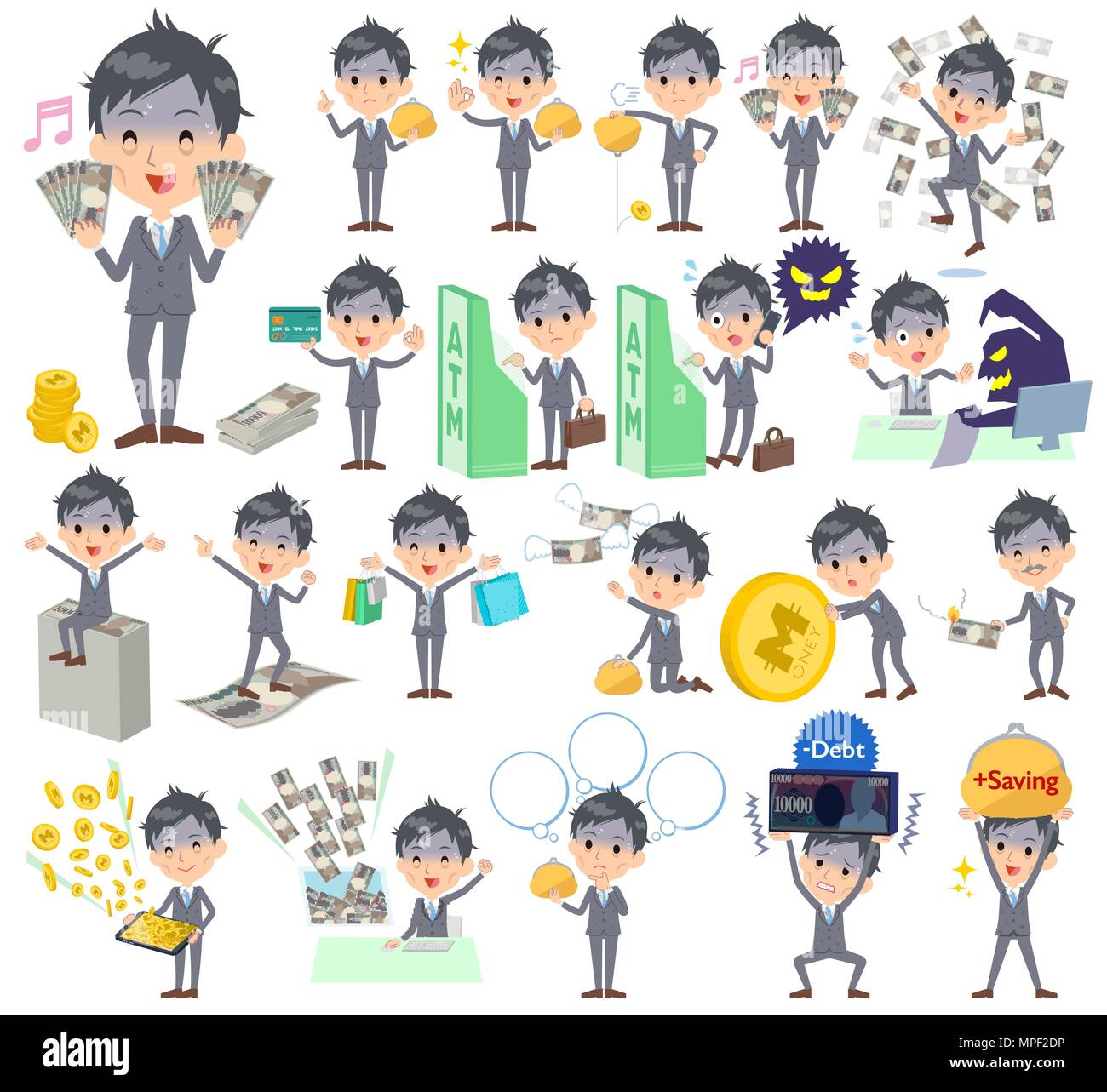 Gray Suit Businessman Bad condition money Stock Vector Image & Art - Alamy