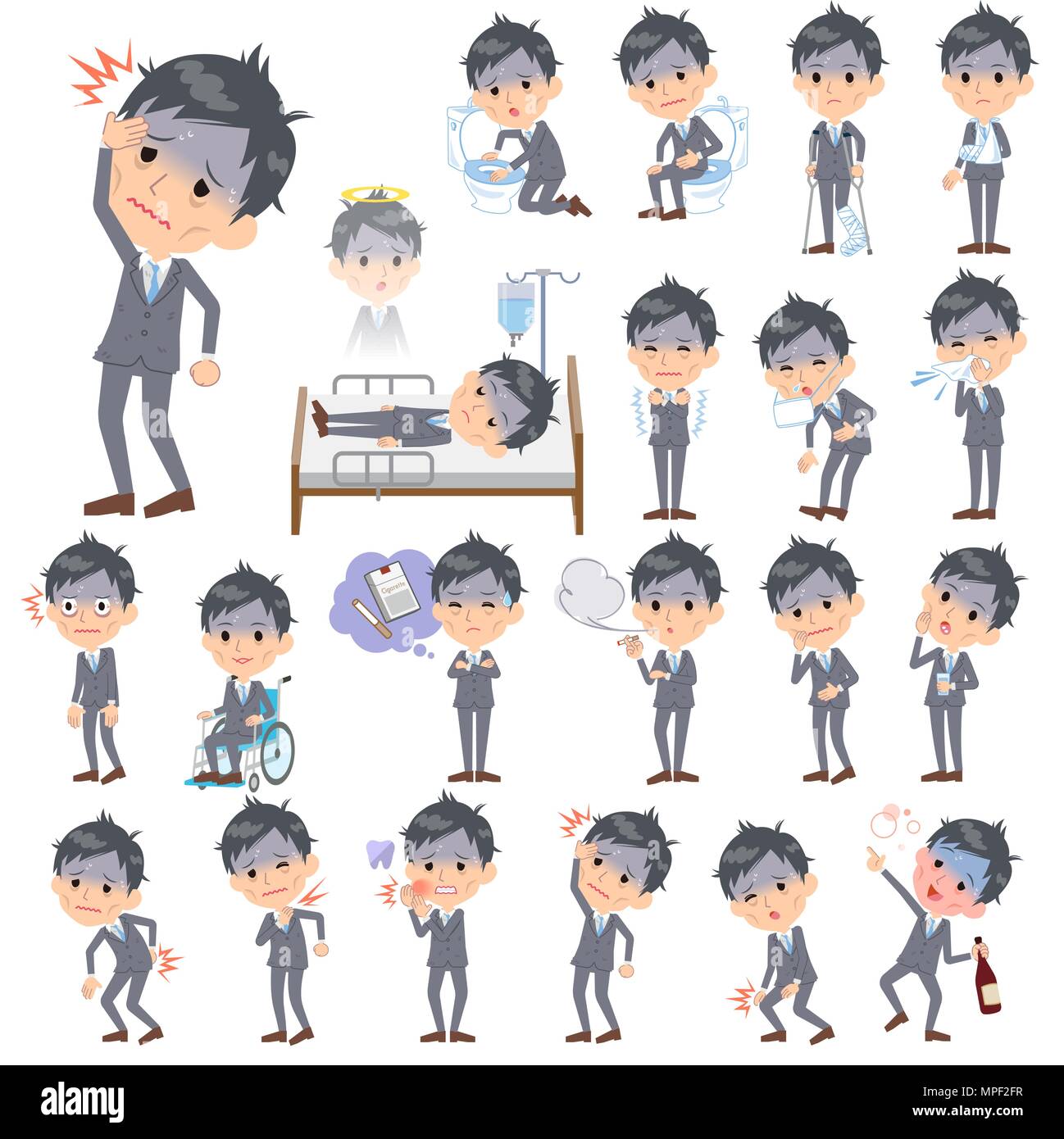 Gray Suit Businessman Bad condition sickness Stock Vector Image & Art ...