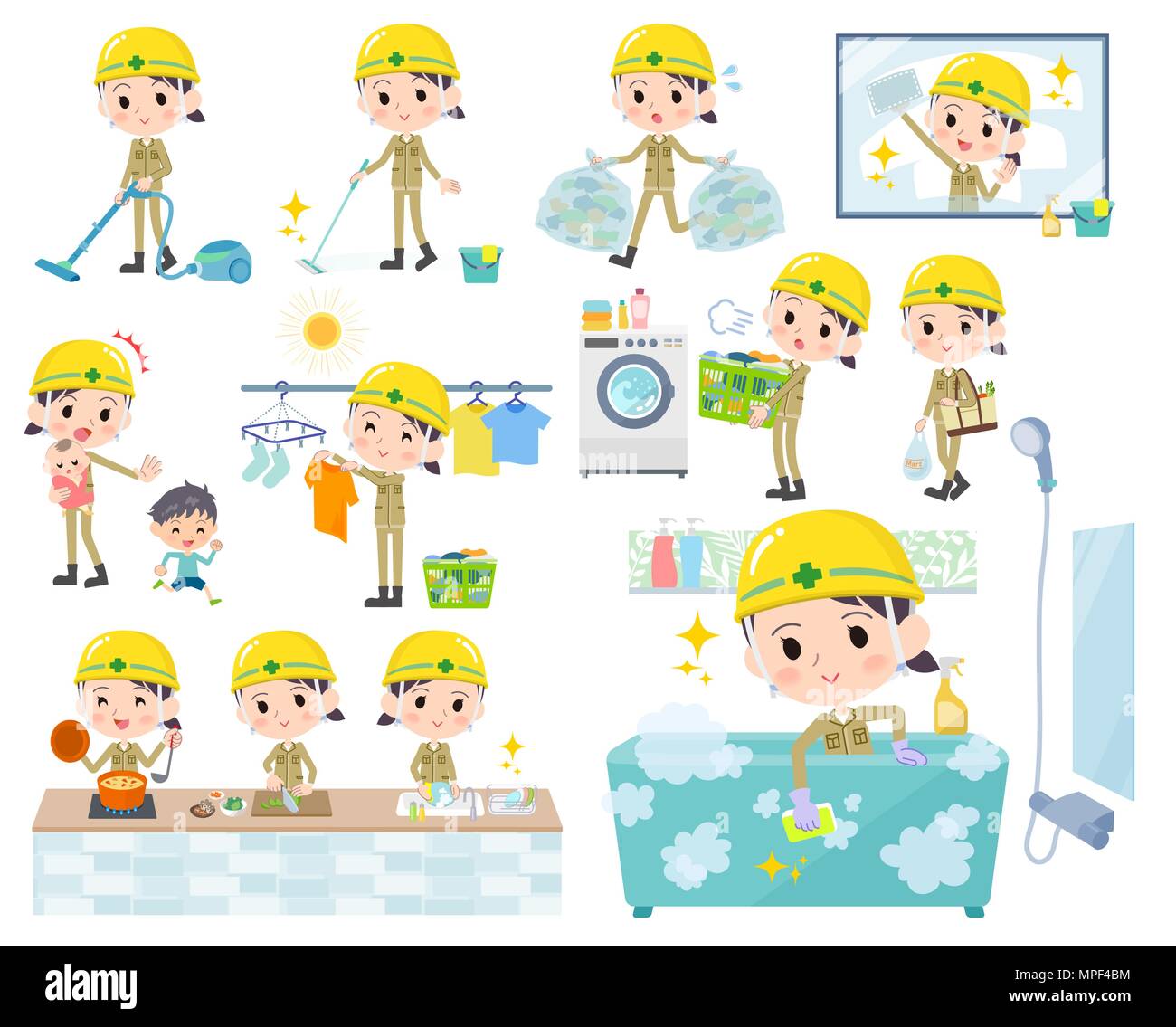 helmet construction worker women housekeeping Stock Vector Image & Art ...