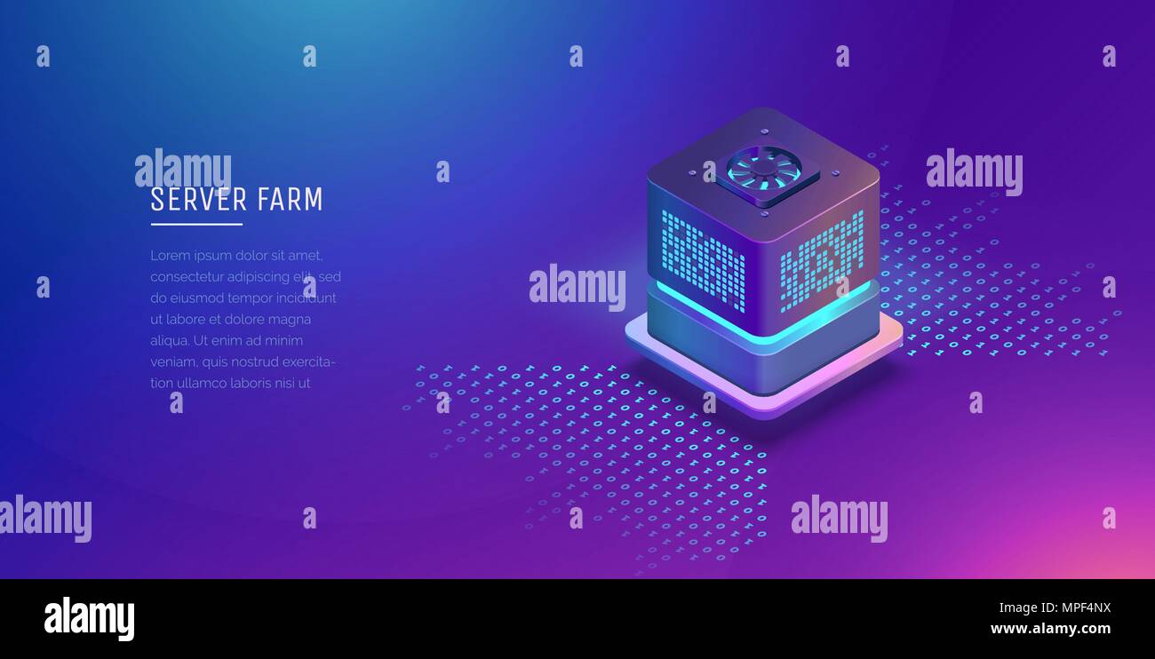 Data center. Big Date. Conceptual illustration, data stream. Server ...