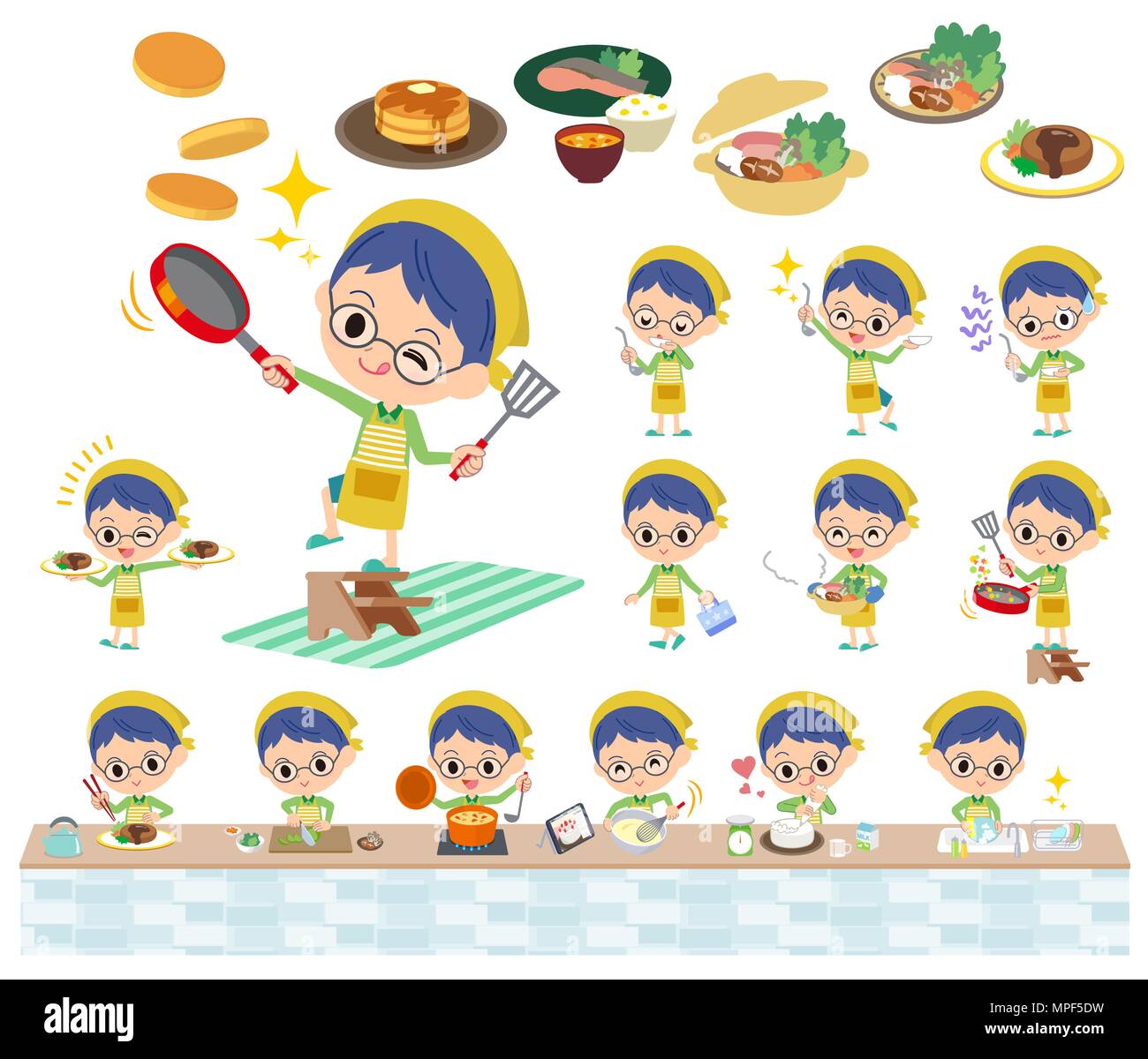 Set of various poses of boy cooking hi-res stock photography and images ...