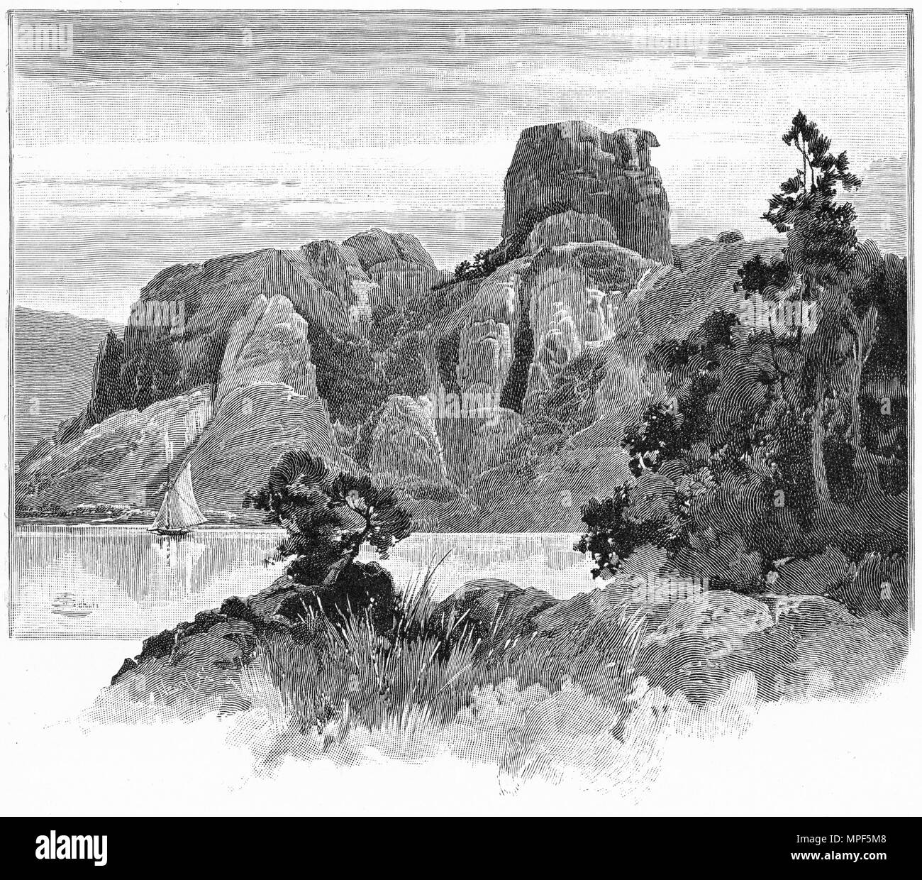 Engraving of the scene of the Boyd massacre, New Zealand. From the ...