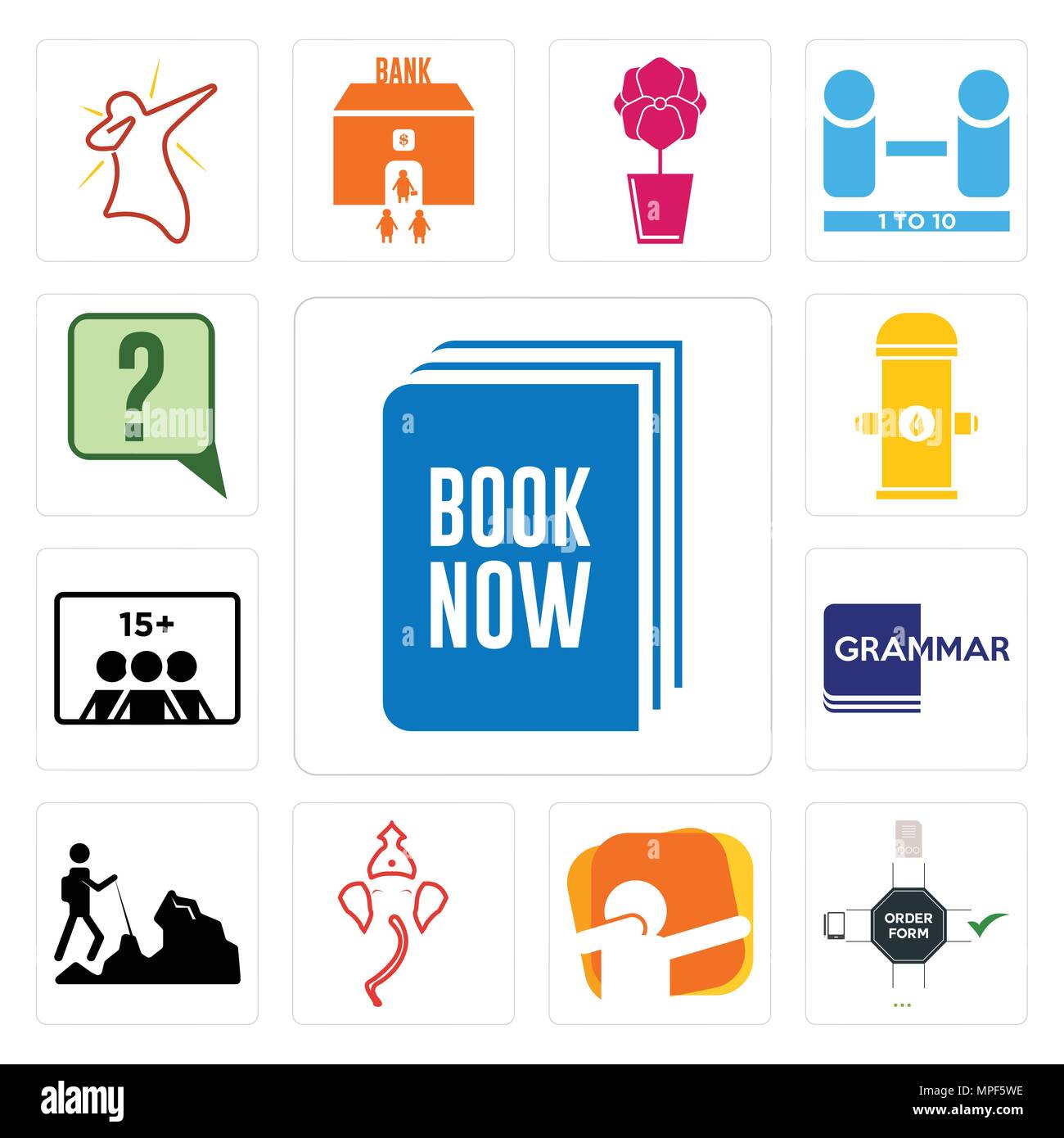 Set Of 13 simple editable icons such as book now, order form, dab ...