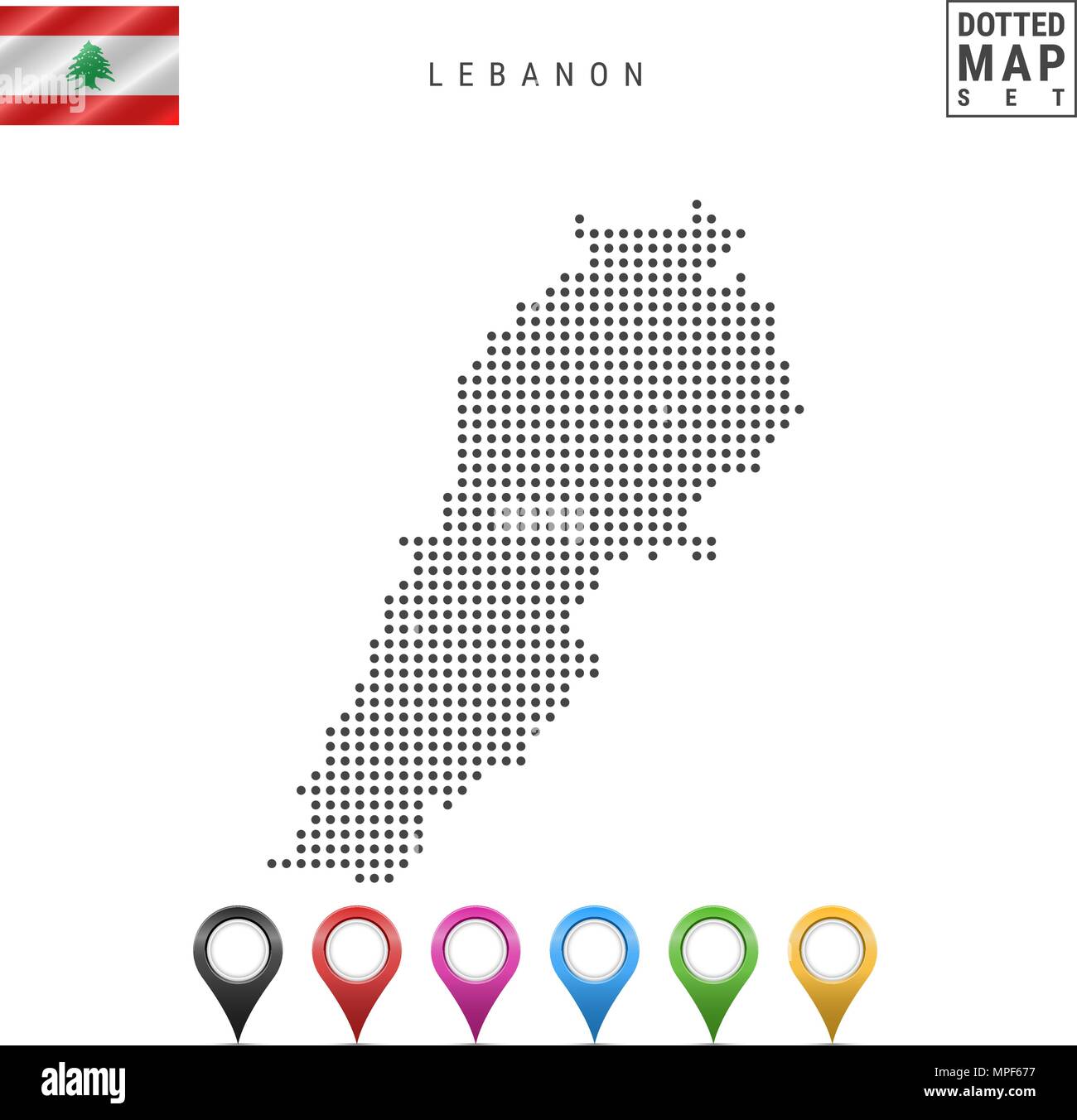 Vector Dotted Map of Lebanon. Simple Silhouette of Lebanon. National ...