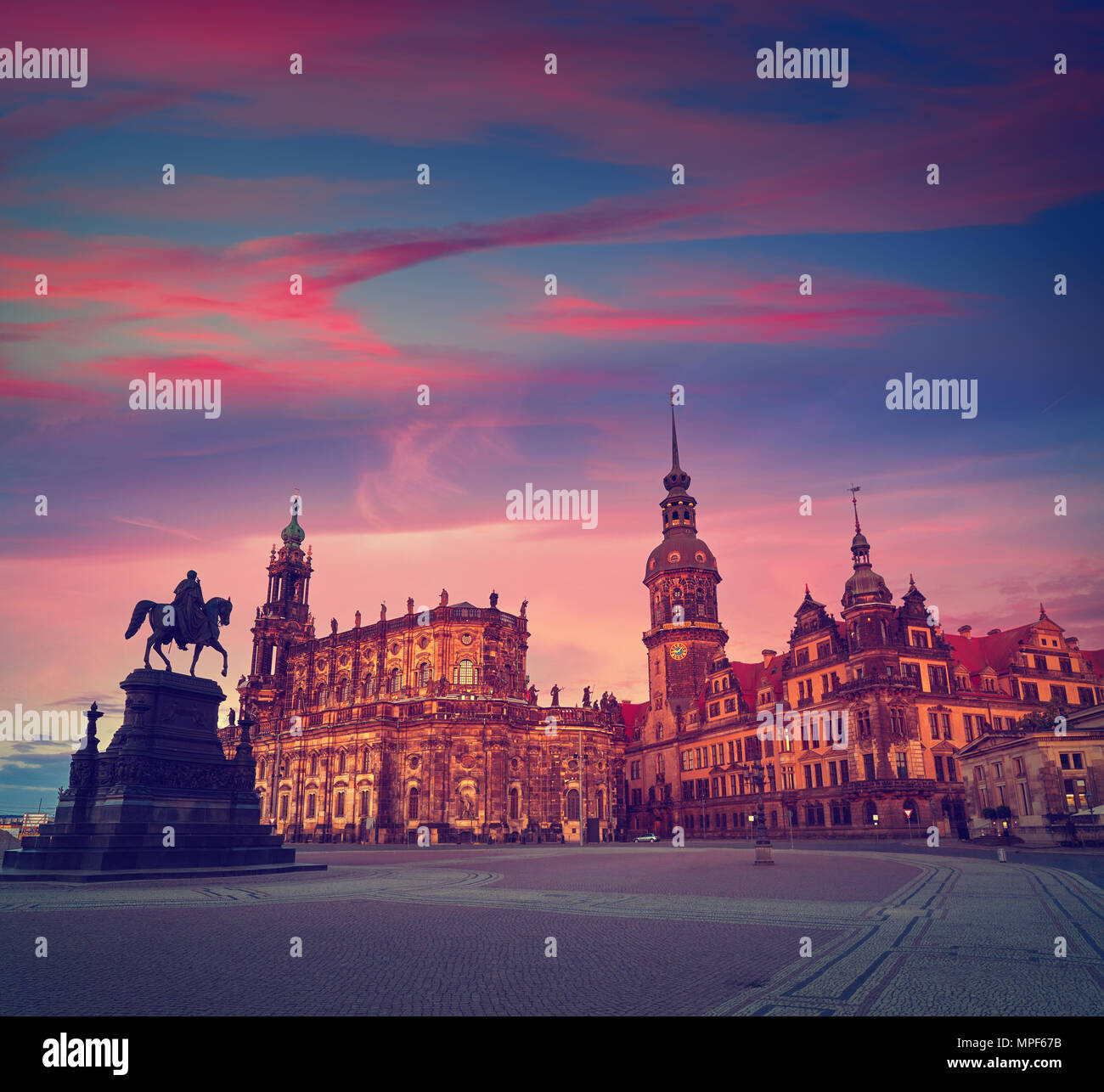 Dresden sunset at Theaterplatz in Saxony of Germany Stock Photo - Alamy