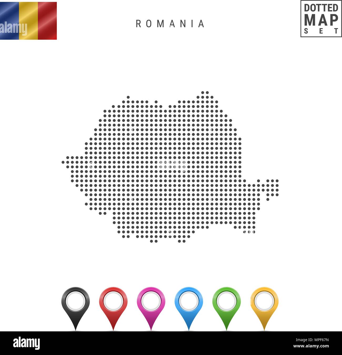 Vector Dotted Map of Romania. Simple Silhouette of Romania. The ...