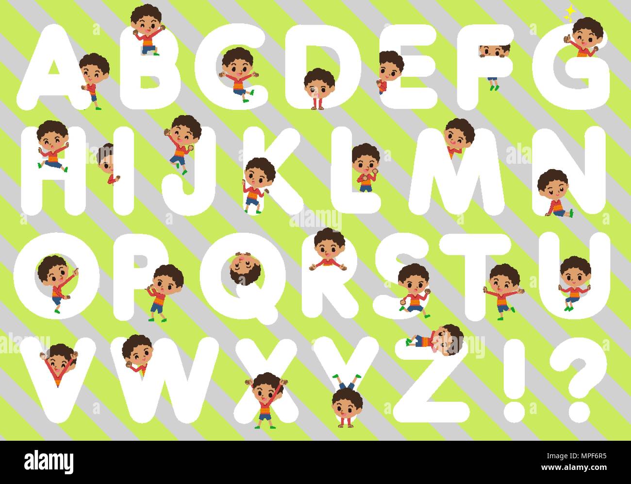 Set of various poses of perm hair boy A to Z Stock Vector Image & Art ...