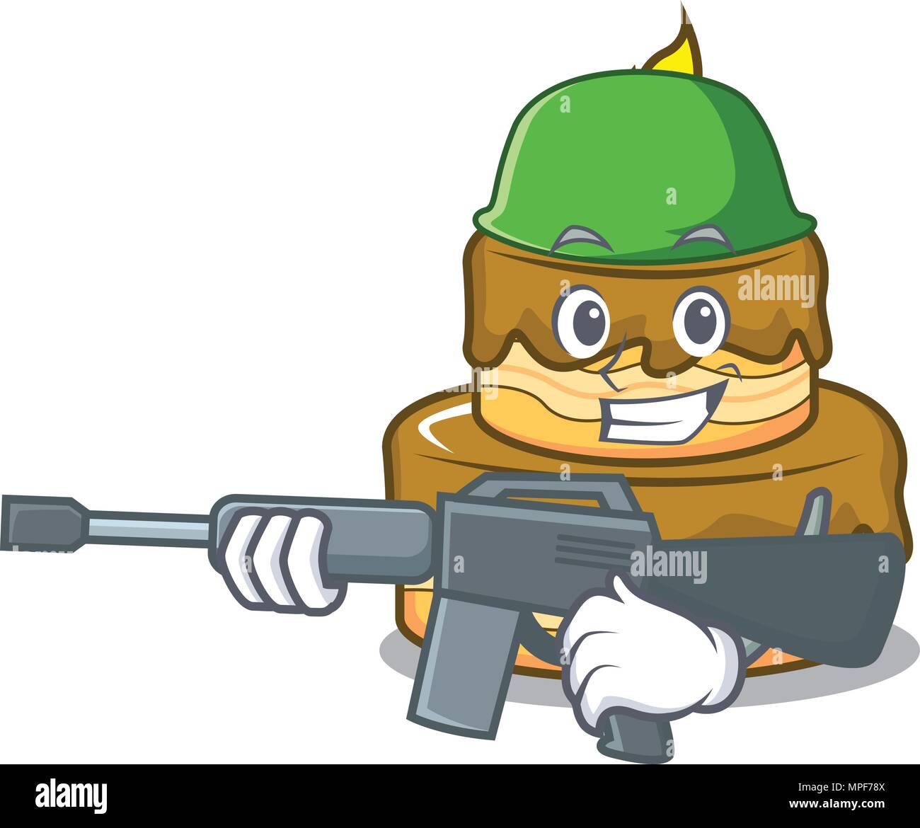 Army birthday cake character cartoon vector illustration Stock Vector ...