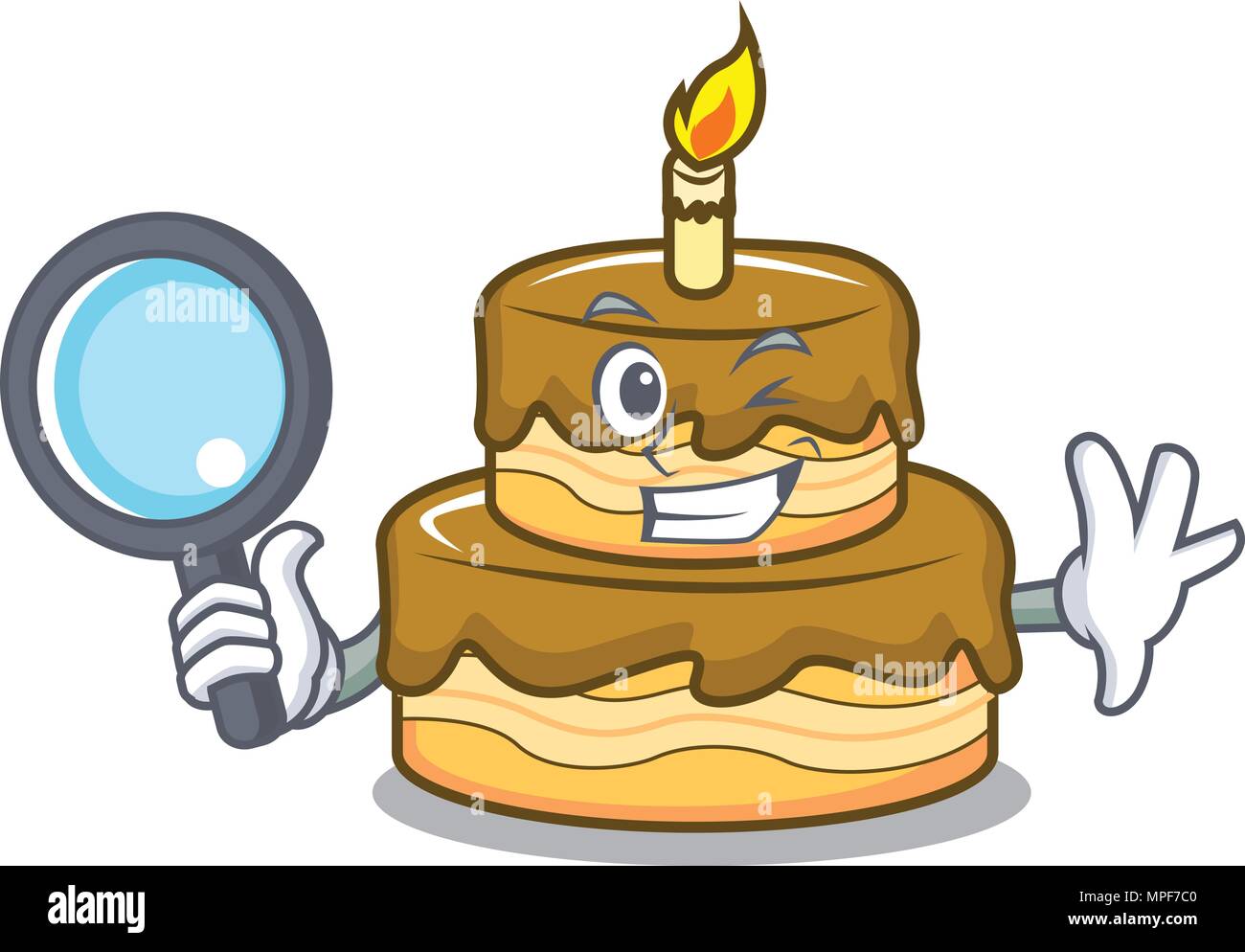 Detective birthday cake character cartoon vector illustration Stock ...