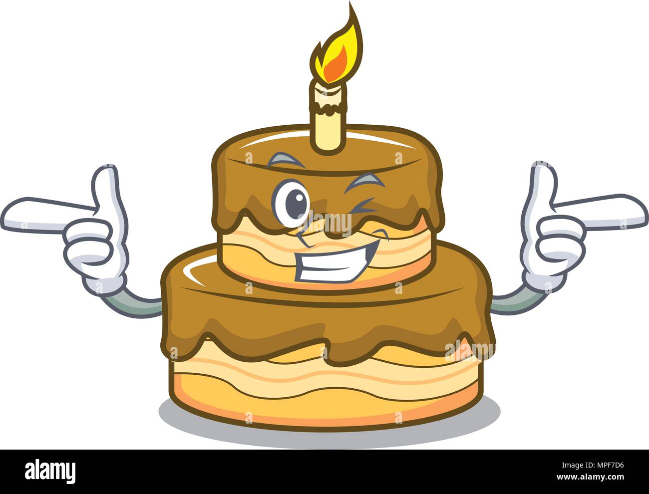 Wink birthday cake character cartoon vector illustration Stock Vector ...
