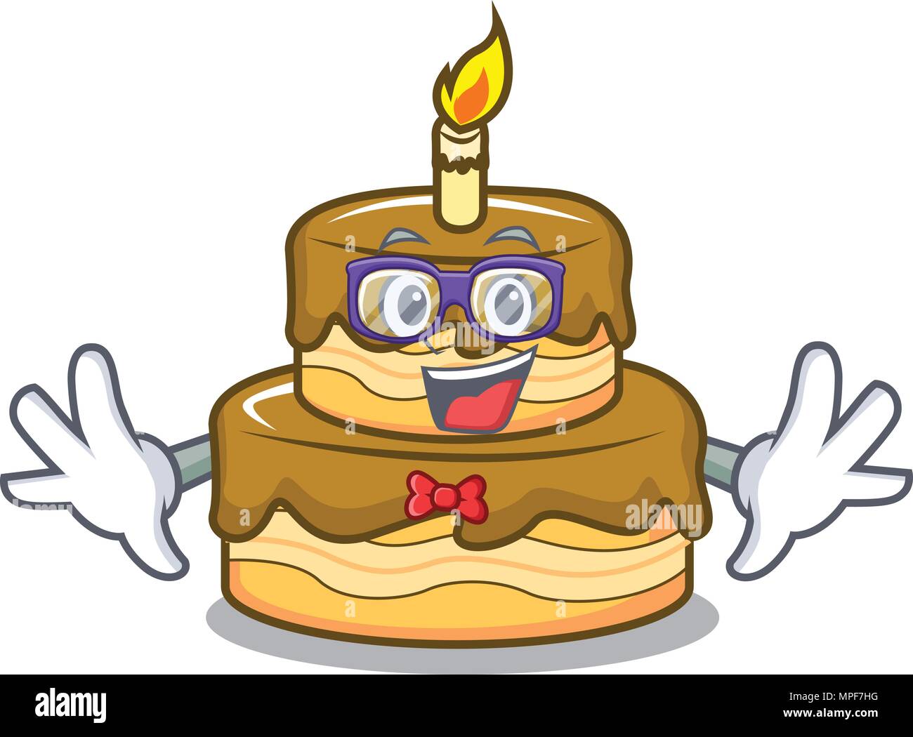 Geek birthday cake character cartoon vector illustration Stock Vector ...