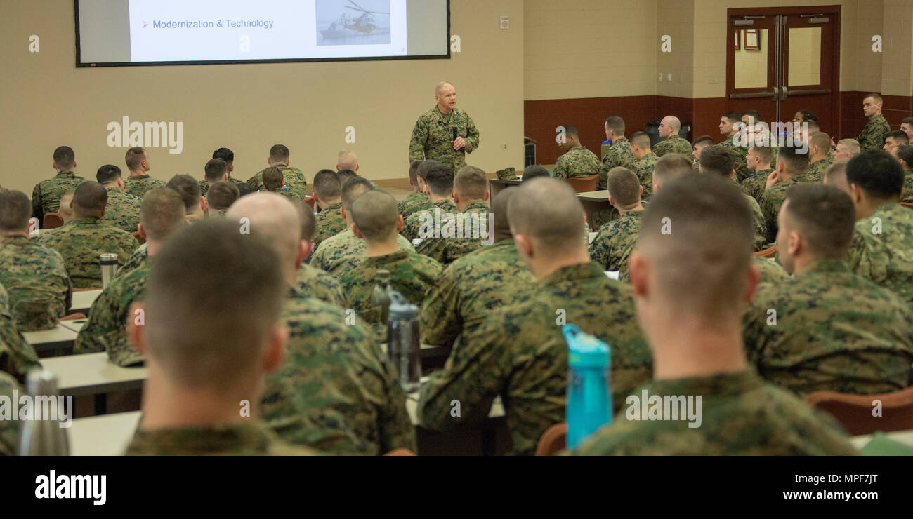 Commandant of the Marine Corps Gen. Robert B. Neller speaks to Marines ...