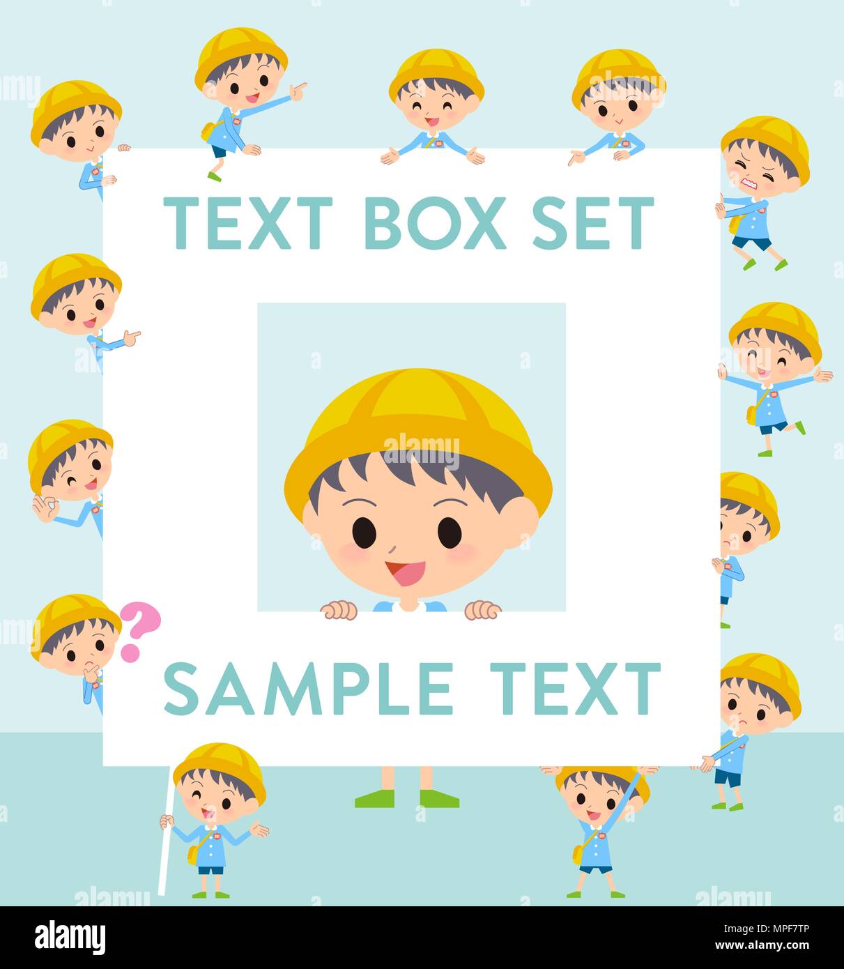 Set of various poses of Nursery school boy text box Stock Vector Image ...