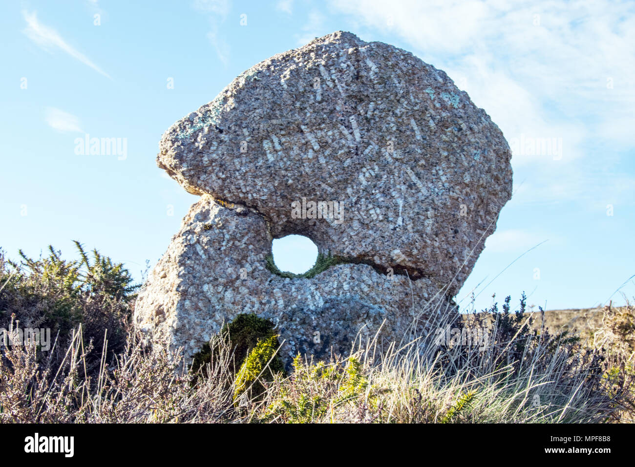Holed Stone near Tregeseal, Penwith Moors, Cornwall UK Stock Photo - Alamy
