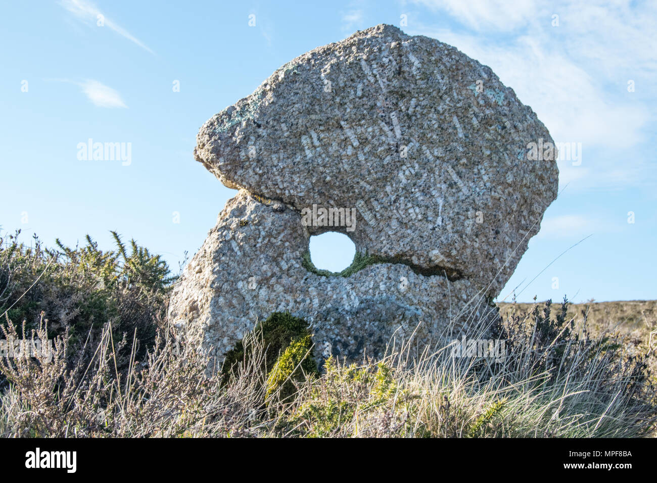 Holed Stone near Tregeseal, Penwith Moors, Cornwall UK Stock Photo - Alamy