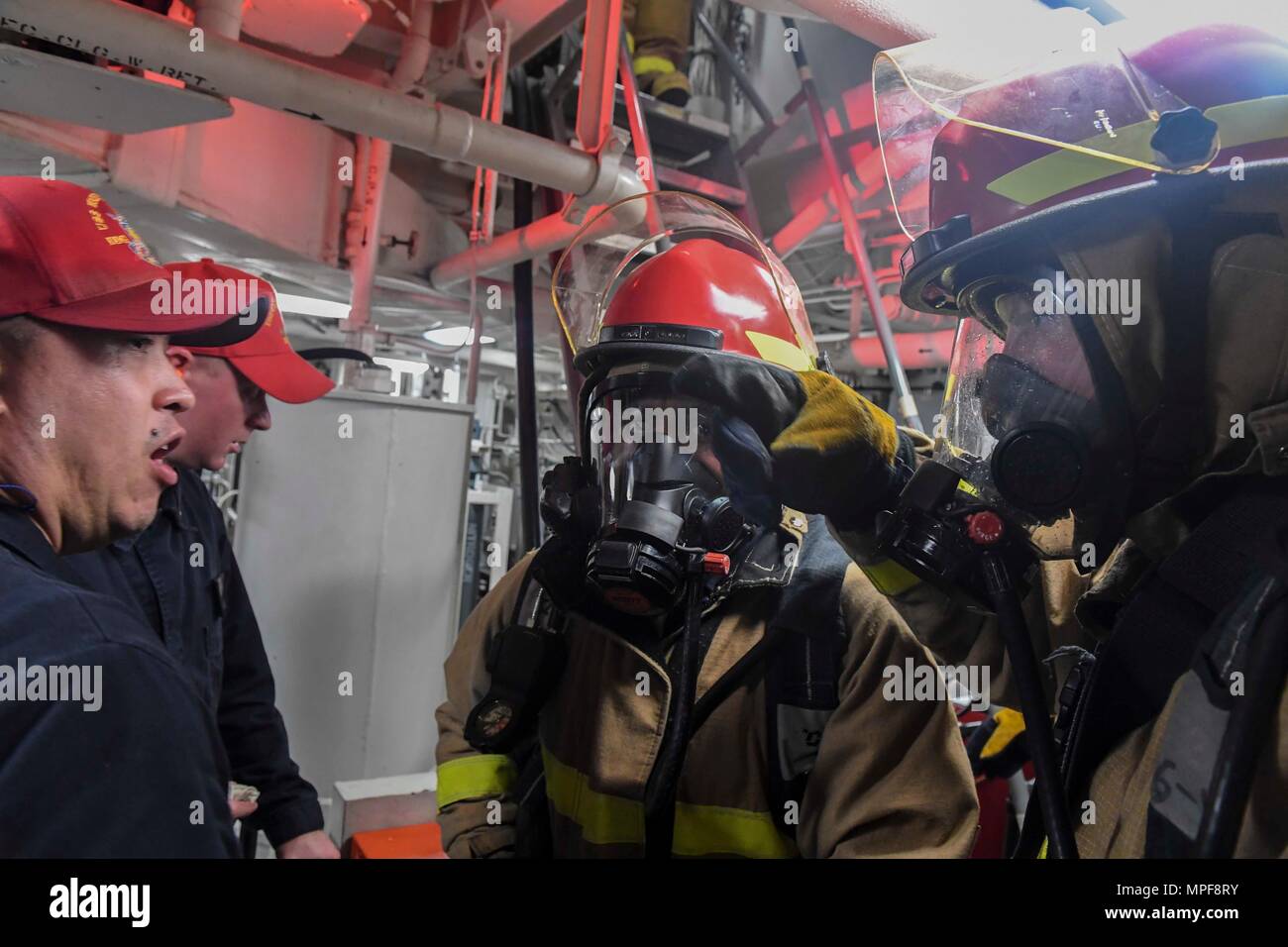 170214-N-RM689-100 PACIFIC OCEAN (Feb. 14, 2017) Members of repair ...