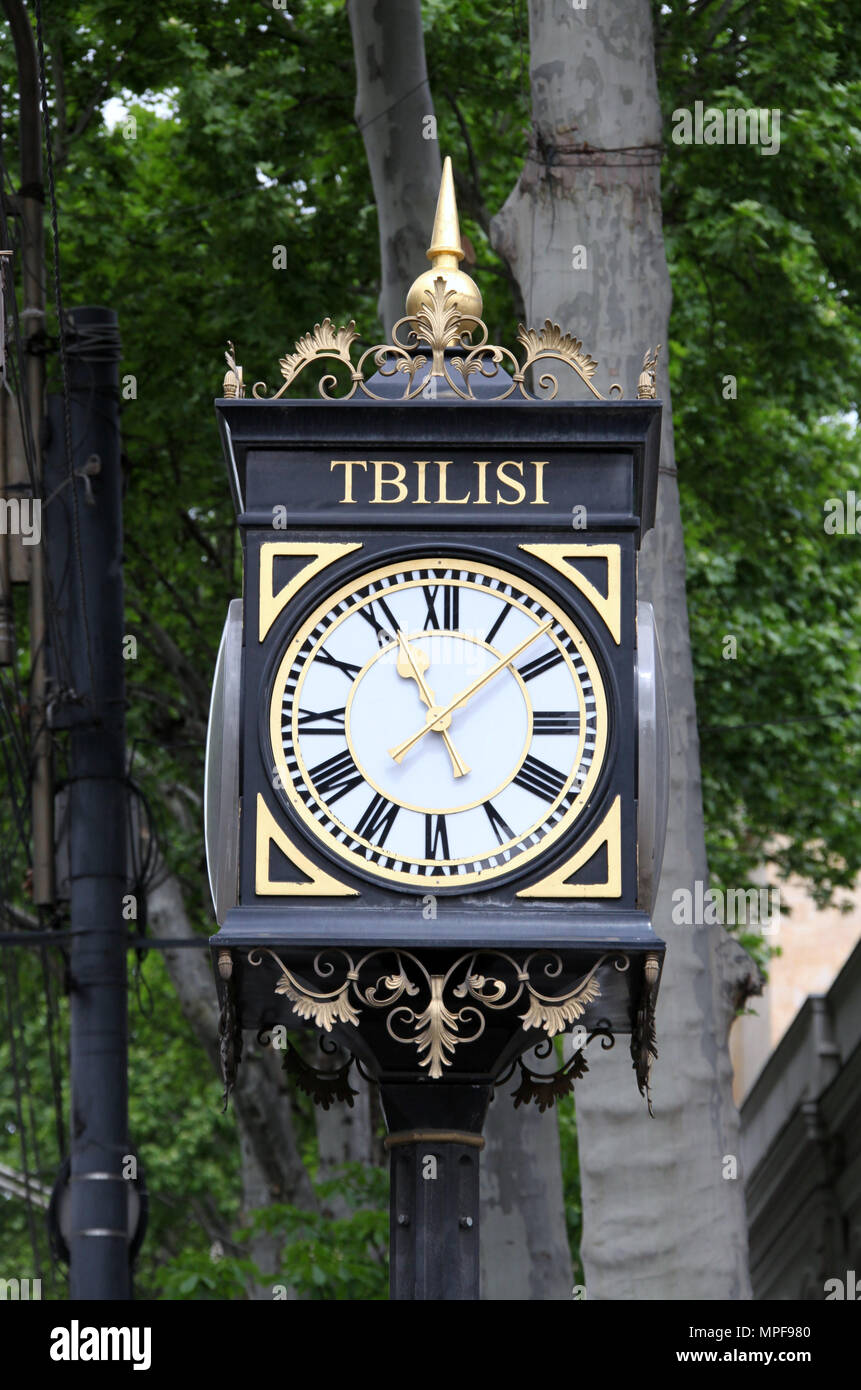 Tbilisi Clock on Shota Rustaveli Avenue Stock Photo - Alamy