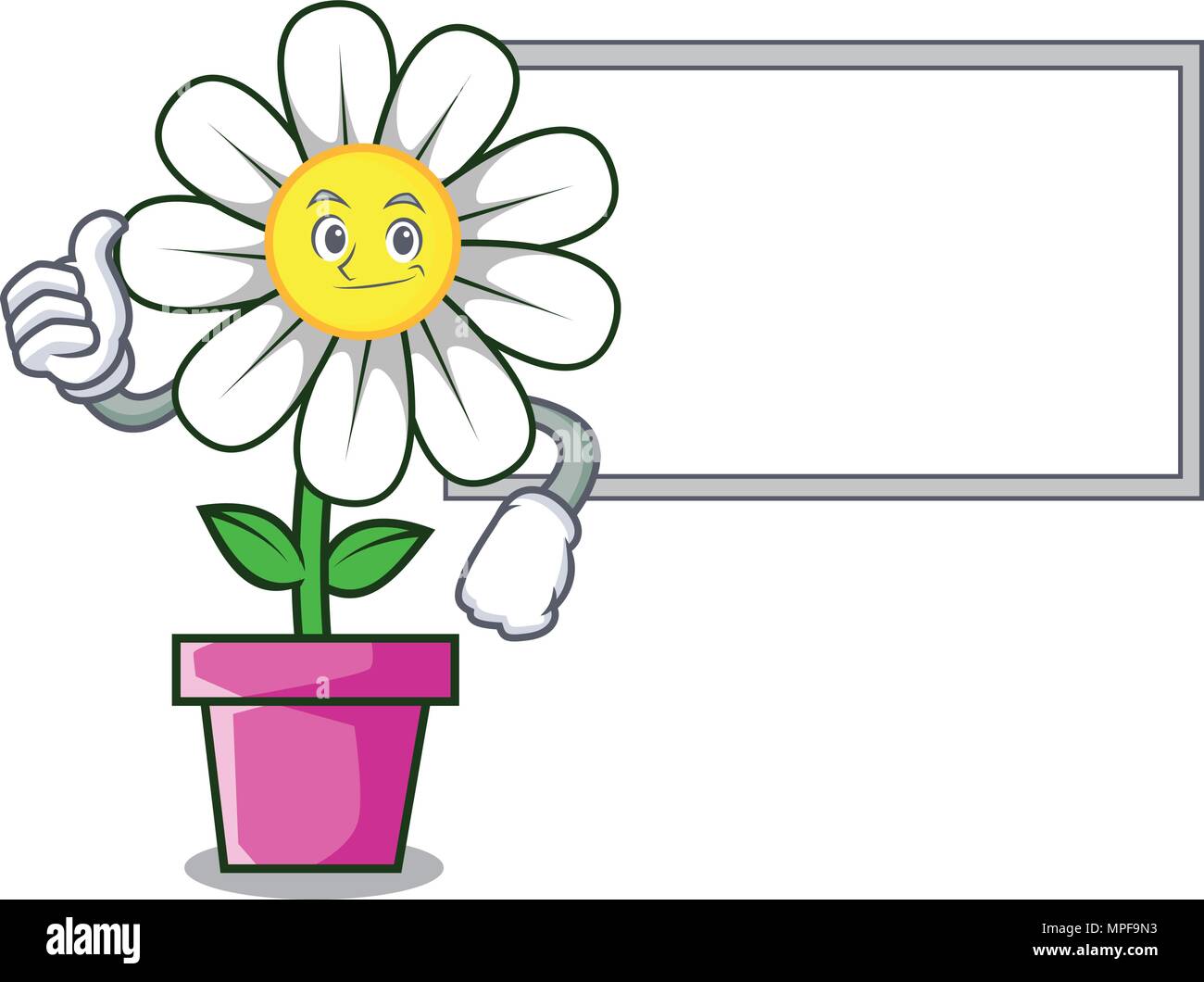 Thumbs up with board daisy flower character cartoon Stock Vector Image ...