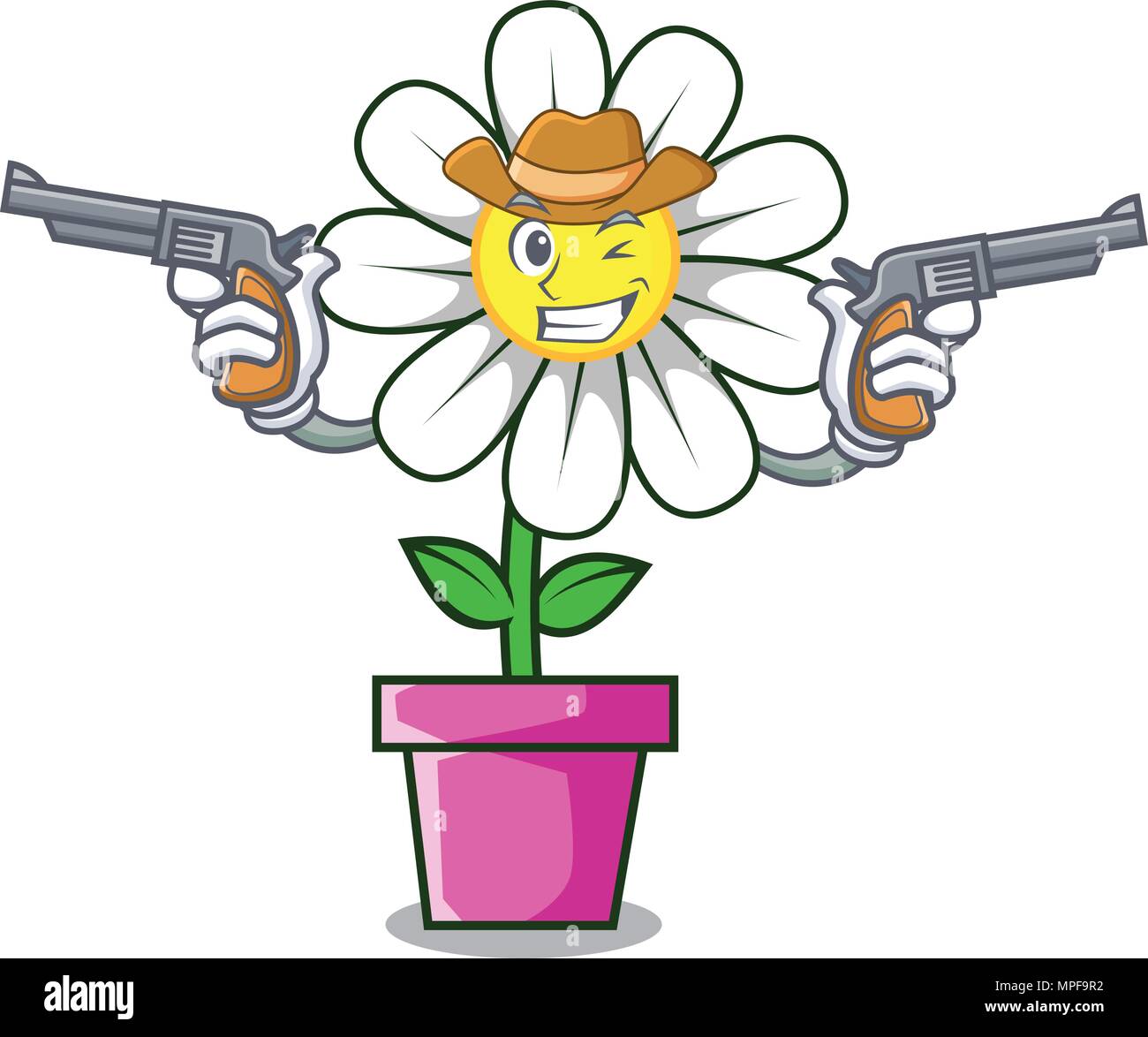Cowboy daisy flower character cartoon Stock Vector Image & Art - Alamy