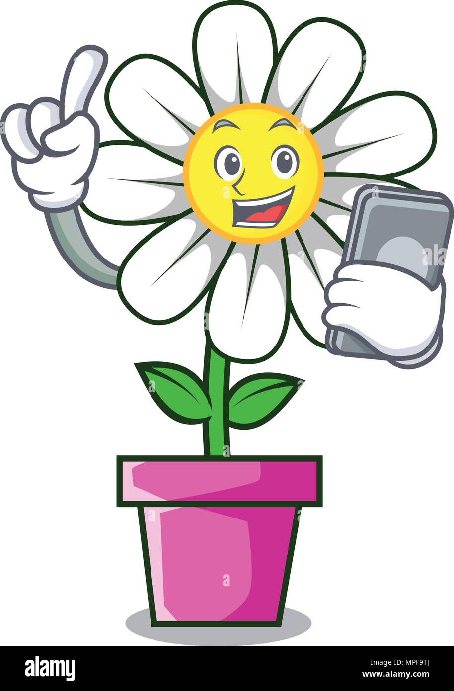 With phone daisy flower character cartoon Stock Vector Image & Art - Alamy