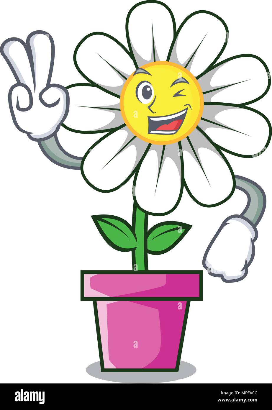 Two finger daisy flower character cartoon Stock Vector Image & Art - Alamy