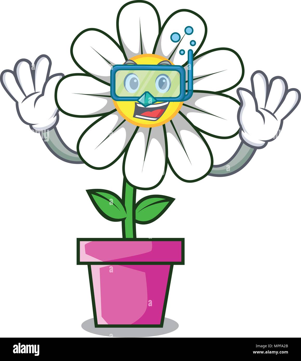 Diving daisy flower character cartoon Stock Vector Image & Art - Alamy