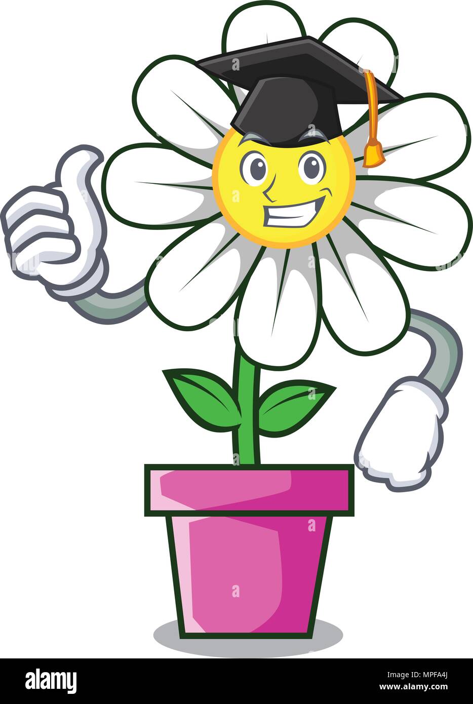 Graduation daisy flower character cartoon Stock Vector Image & Art - Alamy