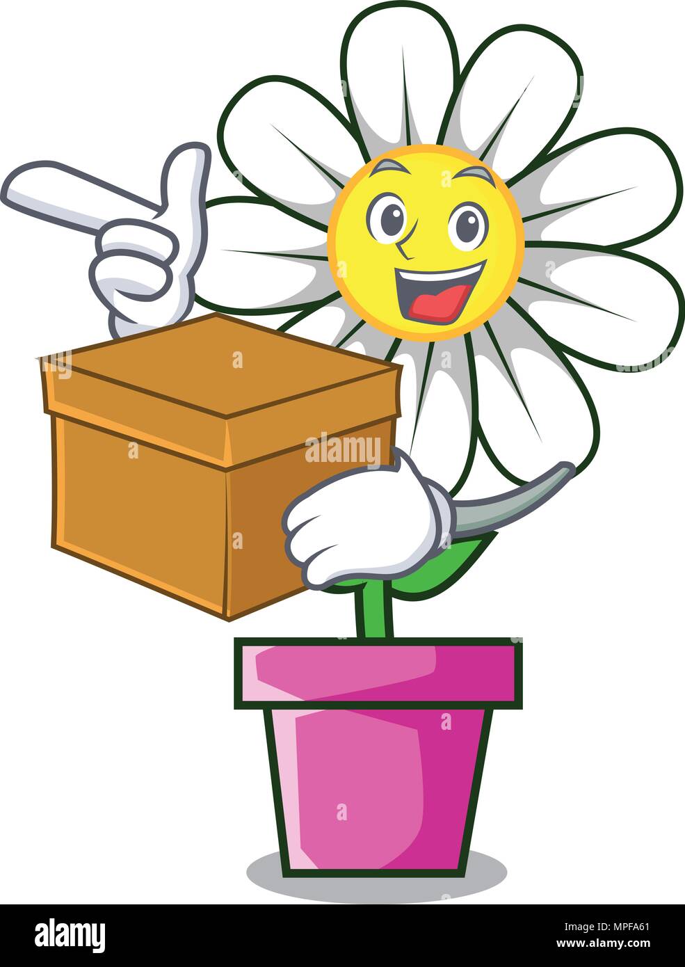 With box daisy flower character cartoon Stock Vector Image & Art - Alamy