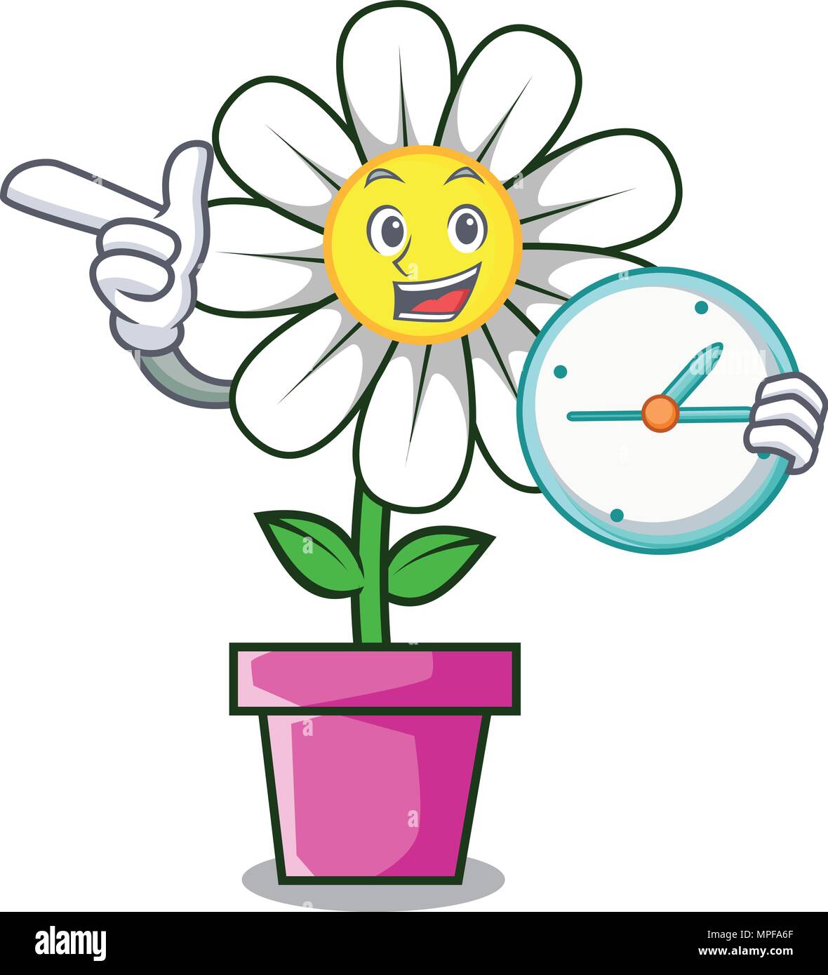 With clock daisy flower character cartoon Stock Vector Image & Art - Alamy